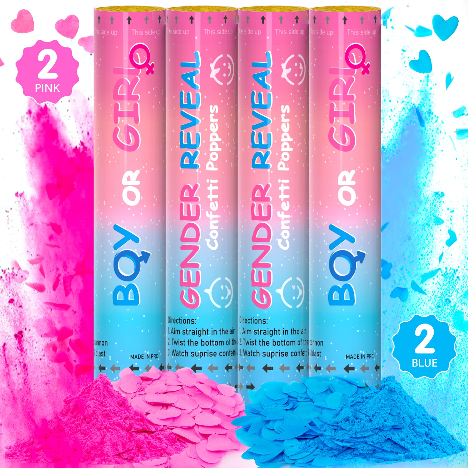 Lymor Gender Reveal Powder Confetti Cannon 100% Biodegradable - 2 Blue ...