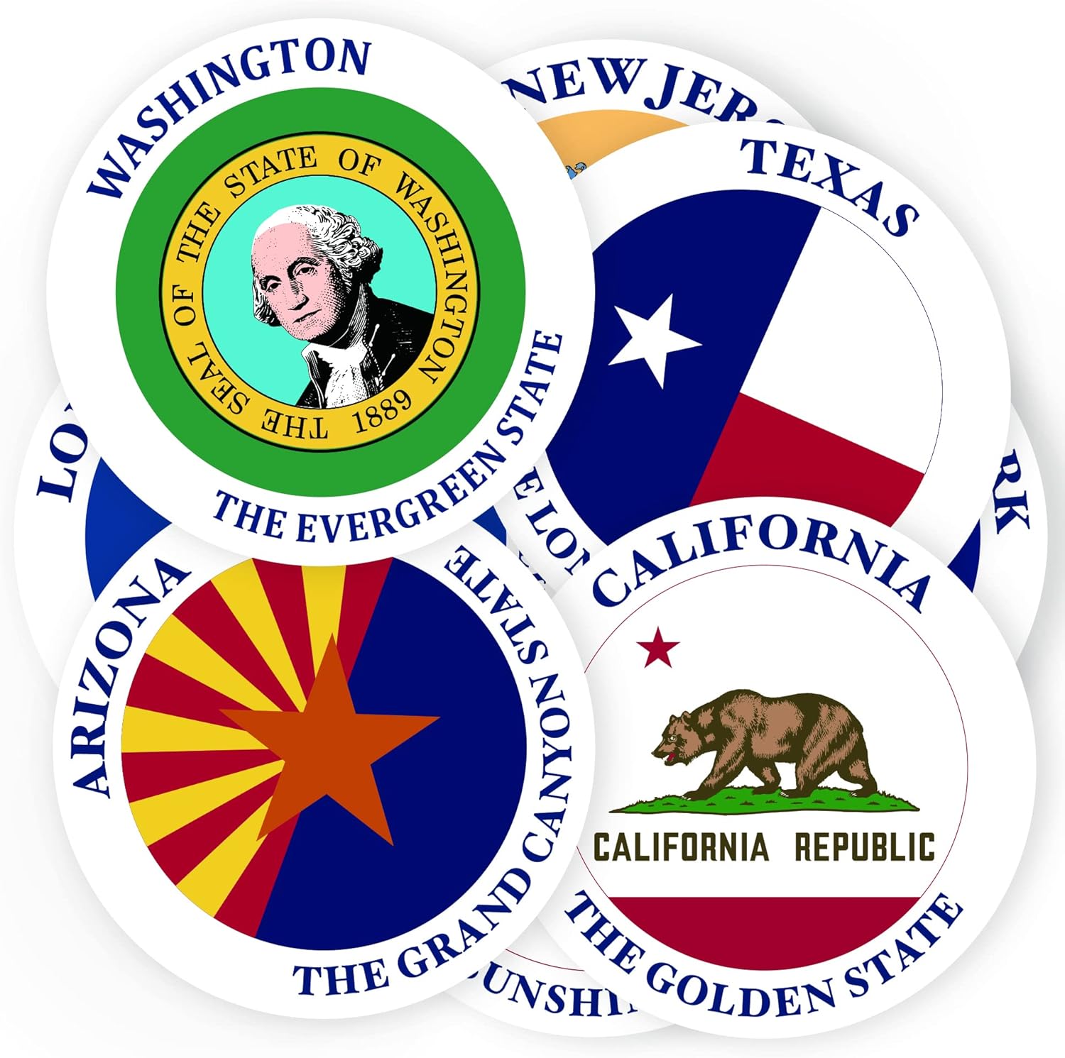 Amazon.com: Fifty US States Stickers, 57 Pcs Vinyl Waterproof Round ...
