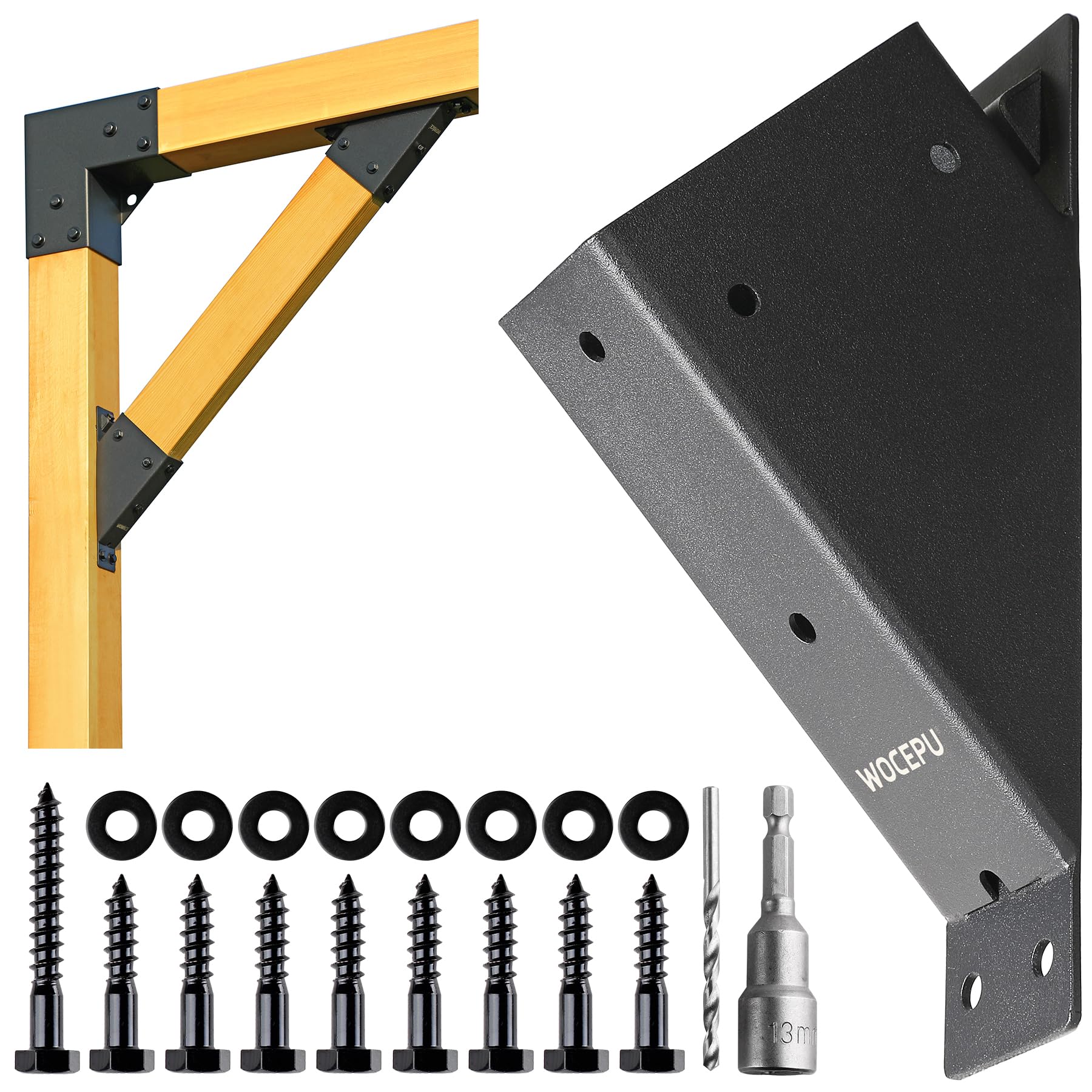 Wocepu 8pack 2x4 (Actual 1.5''x3.5'') Degree Angle Support Brackets ...