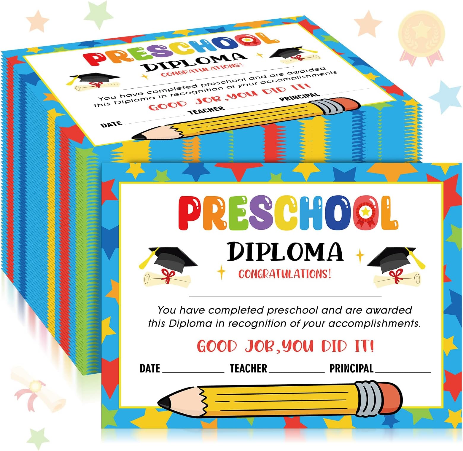 Amazon.com : Ctosree 150 Pcs Kindergarten Diplomas Bulk 2024 ...