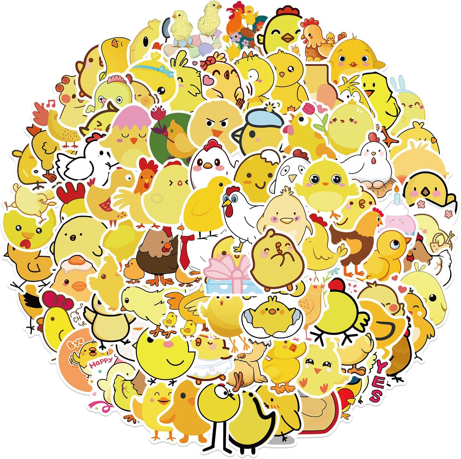Amazon.com: 100pcs Chicken Stickers Cute Yellow Cartoon Chicken ...
