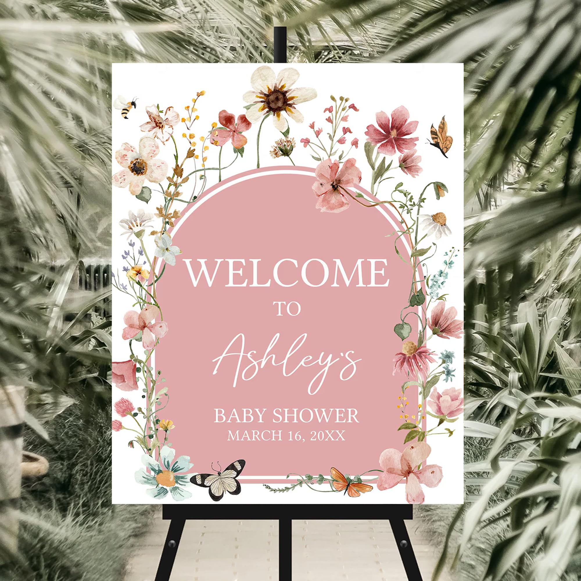Amazon.com: Baby Shower Welcome Sign, Floral Baby Shower Welcome sign ...