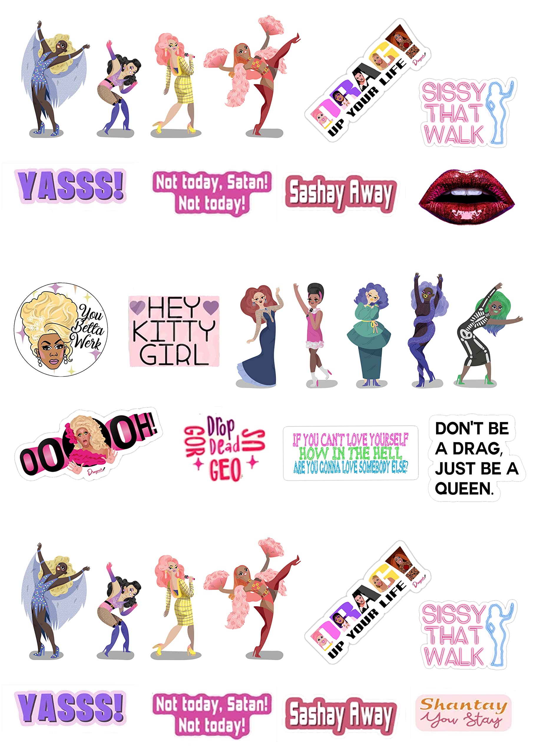 31 Stand Up Drag Queen Themed Edible Wafer Paper Cake Toppers ...