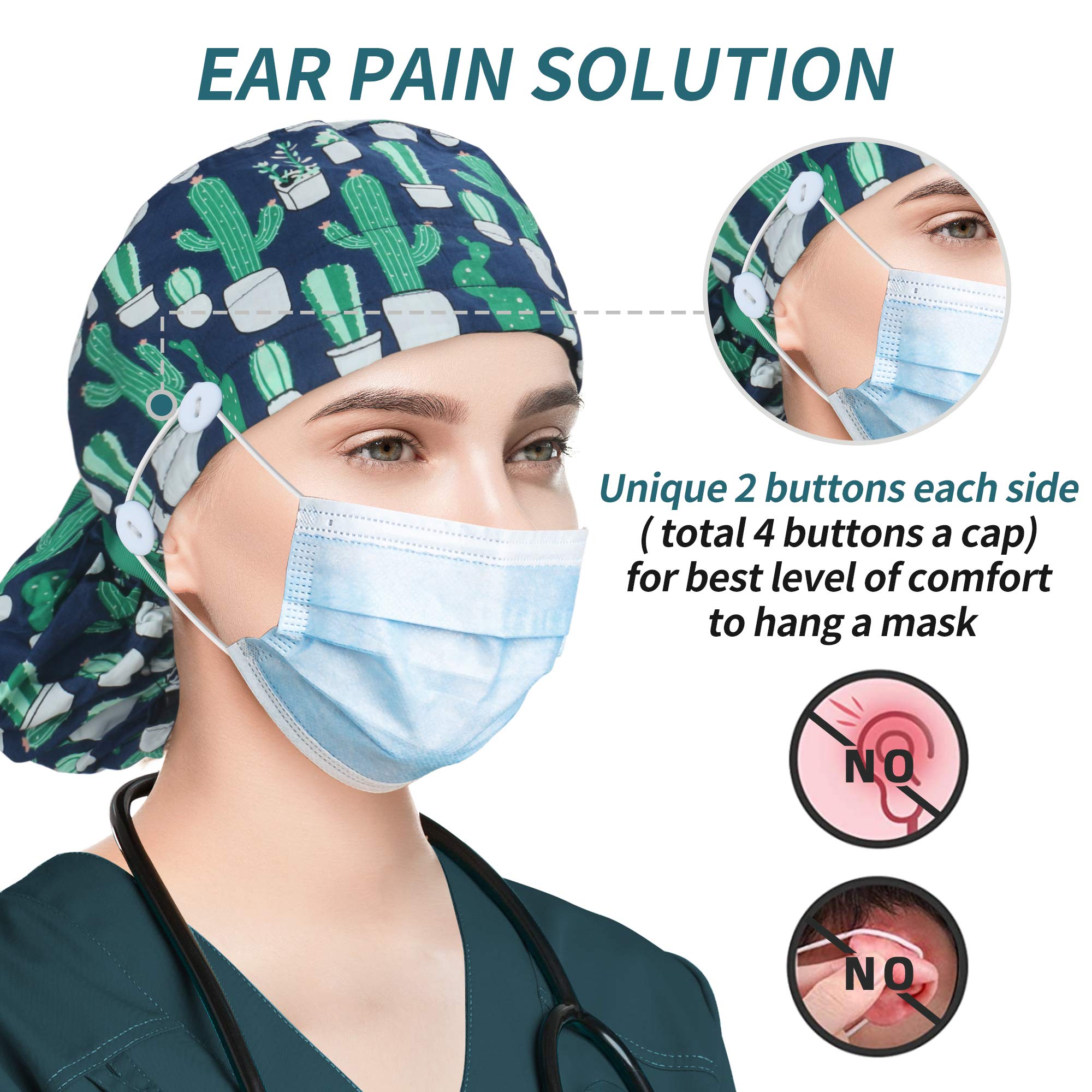 Snapklik.com : Scrub Caps For Women Surgical Caps Nurse Hat Functional ...