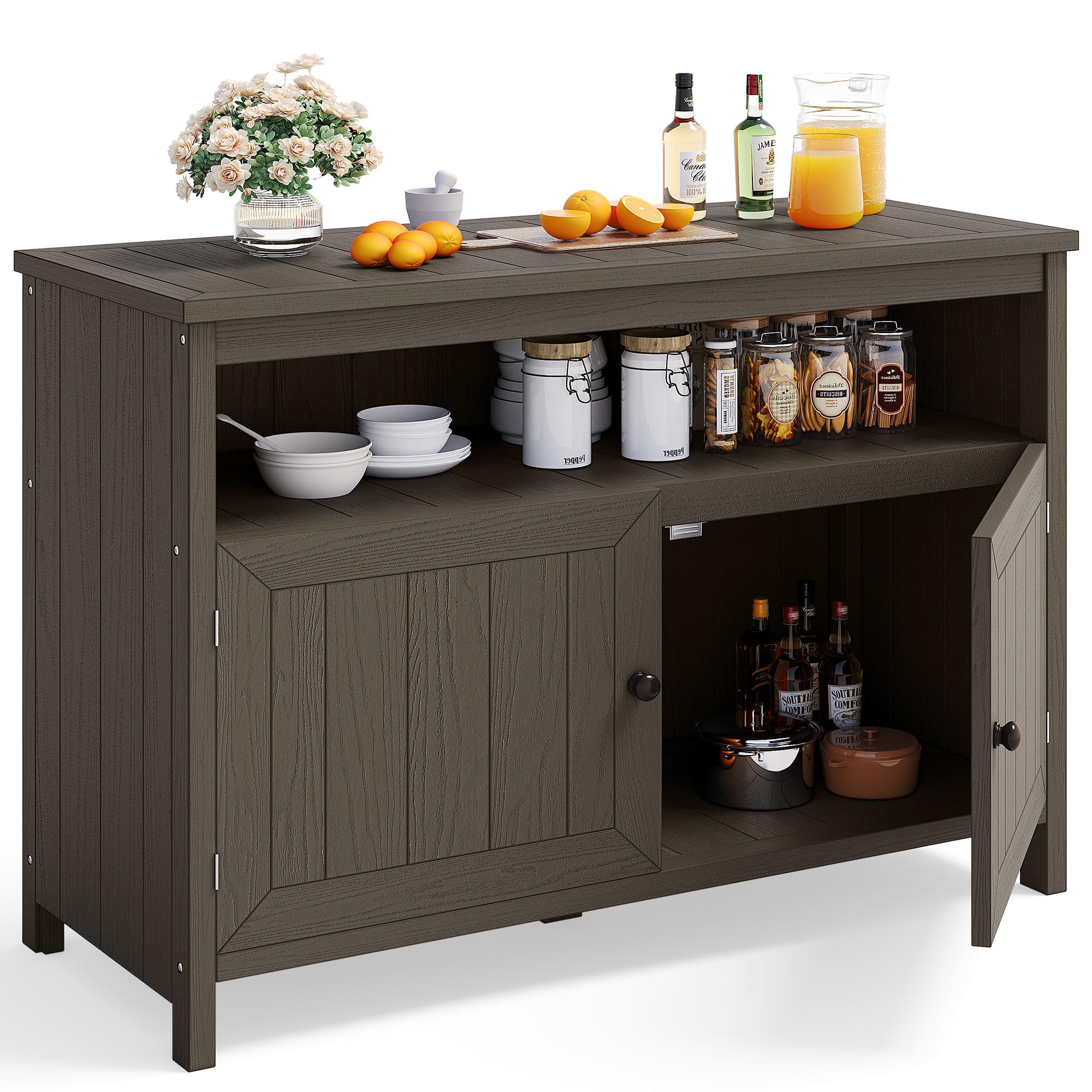 DWVO Poly Lumber Outdoor Sideboard, Patio Bar Table with Storage and ...