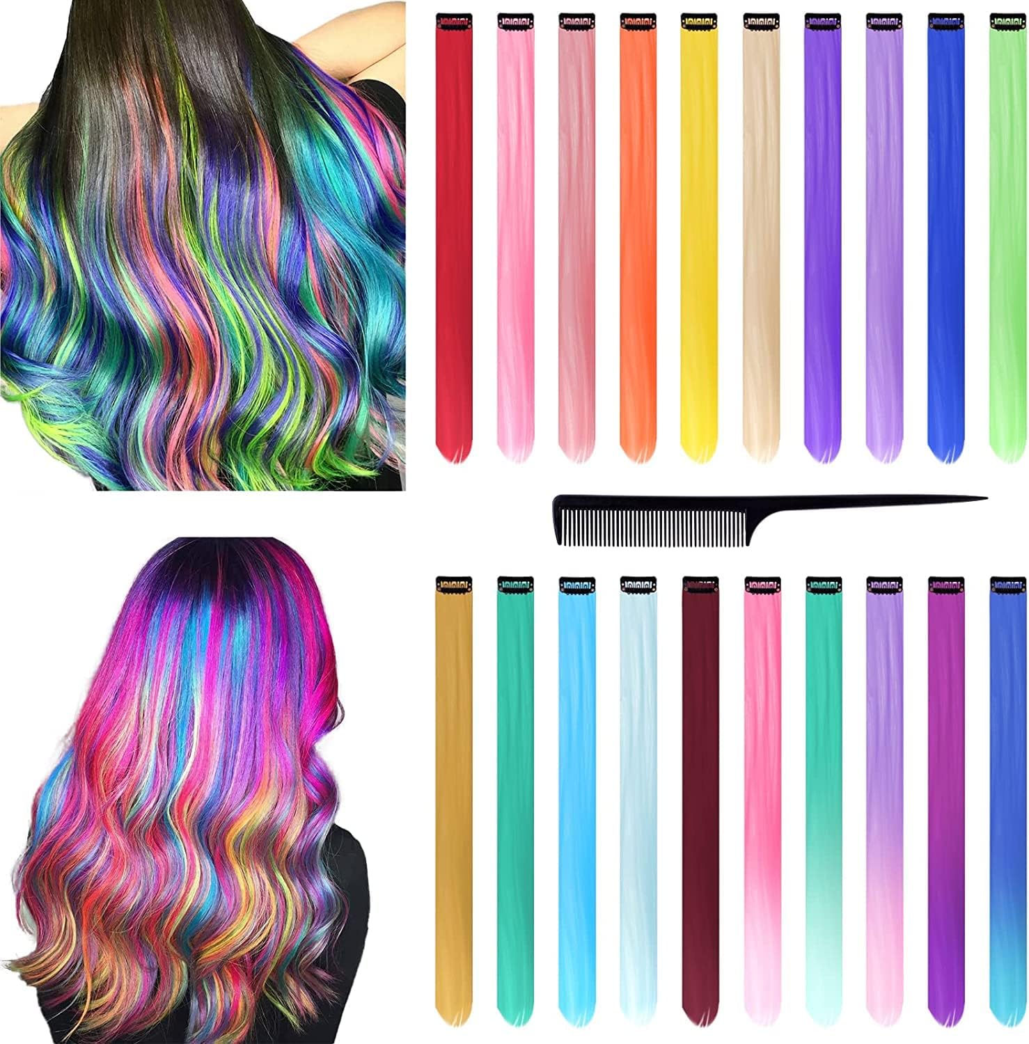 Extensiones de pelo coloridas, paquete de 100 mechones de pelo con clip ...