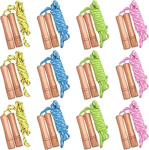 Amazon.com : 12 Packs Cotton Jump Rope for Kids Wooden Handle ...