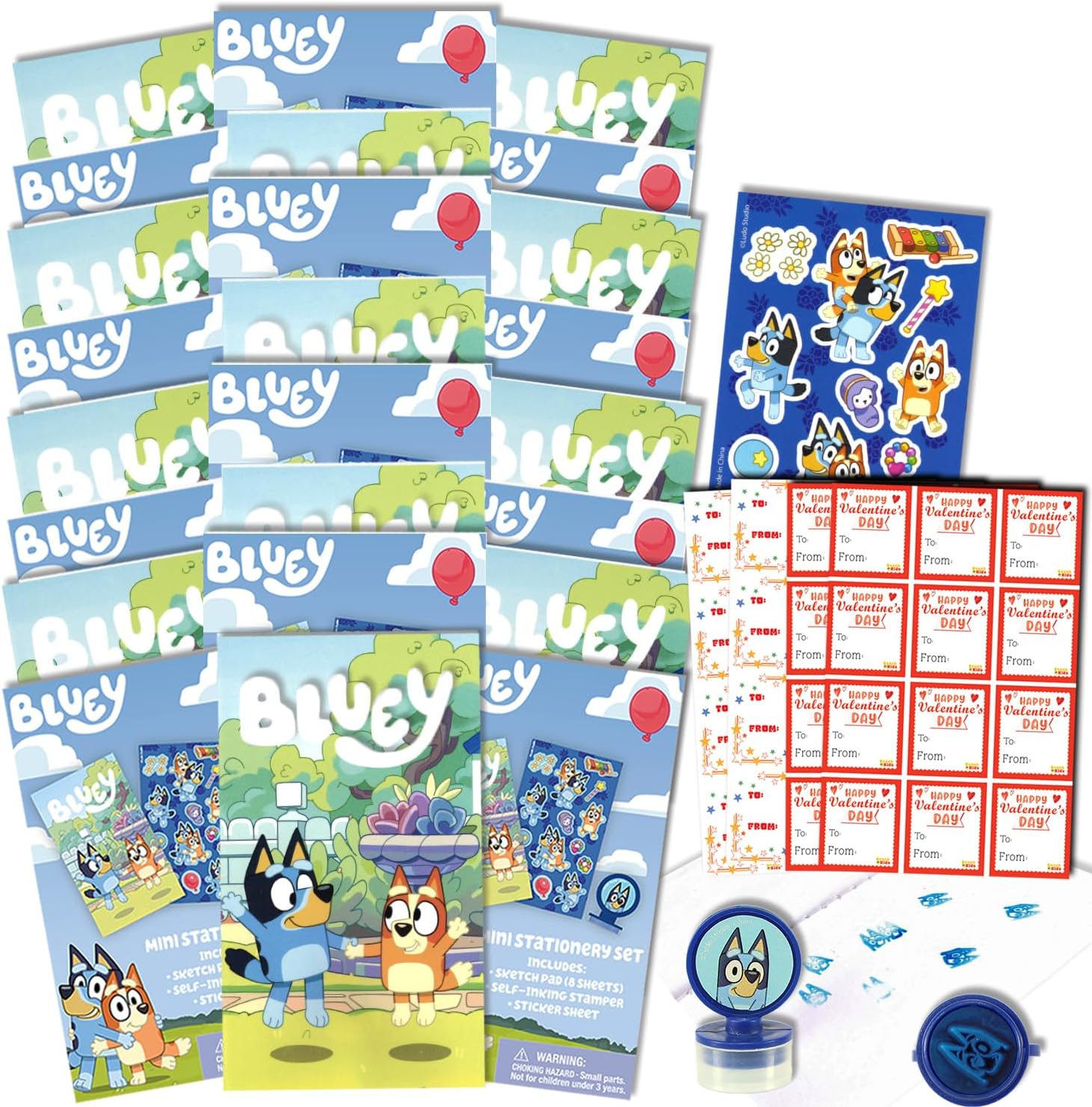 Amazon.com: Bluey Party Supplies Classroom Gift Exchange Bundle - 24 ...