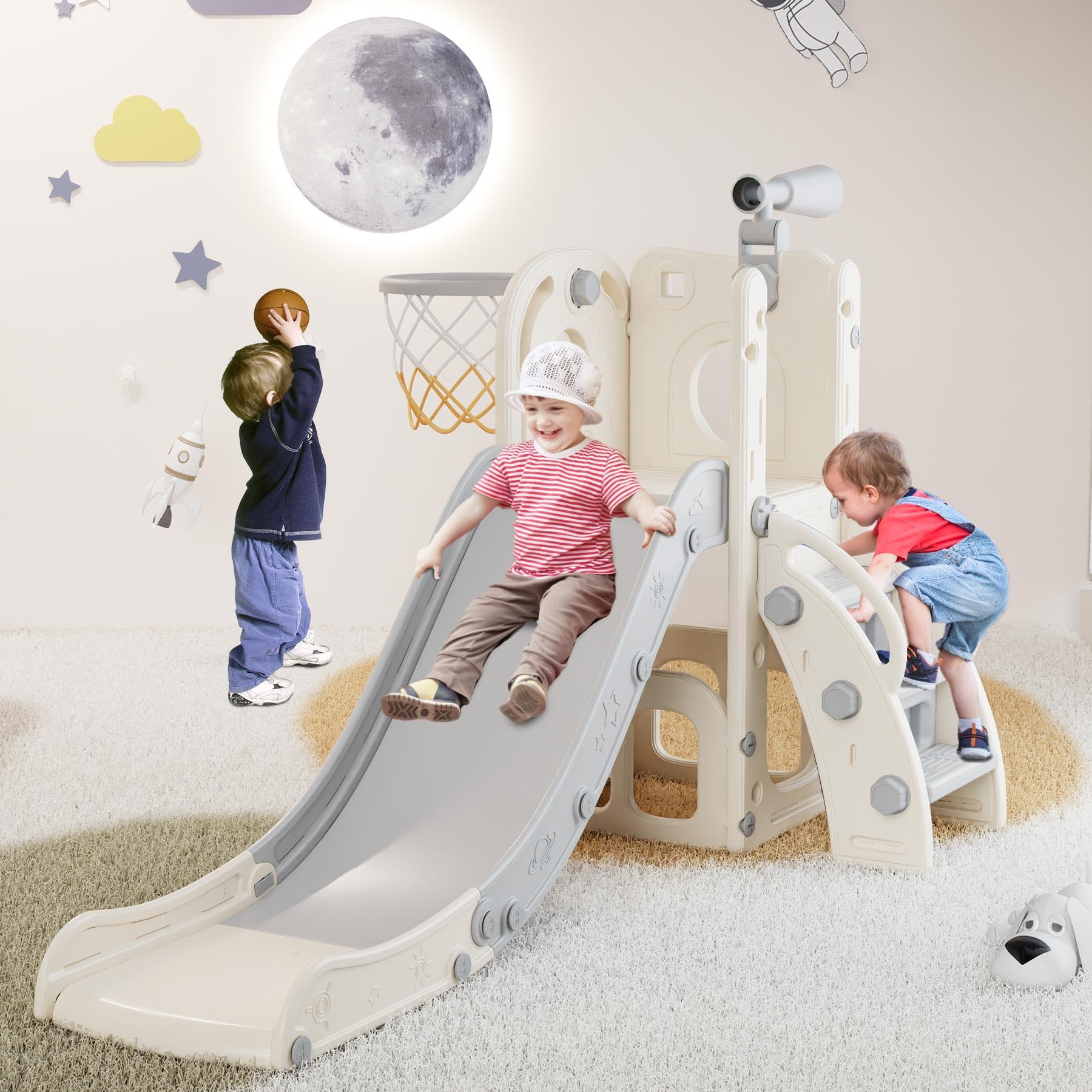 Amazon.com: Babytronic Toddler Slide, 6 in 1 Kids Indoor Slide for ...