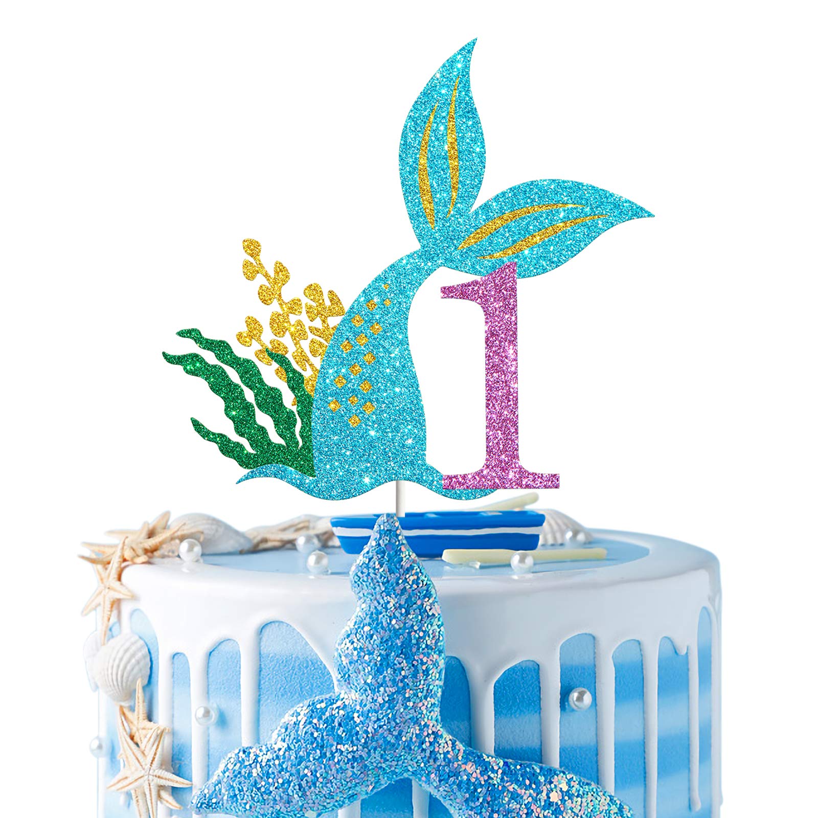 Buy Mermaid One Cake Topper, Happy 1st Birthday Cake Decor, I'm One ...