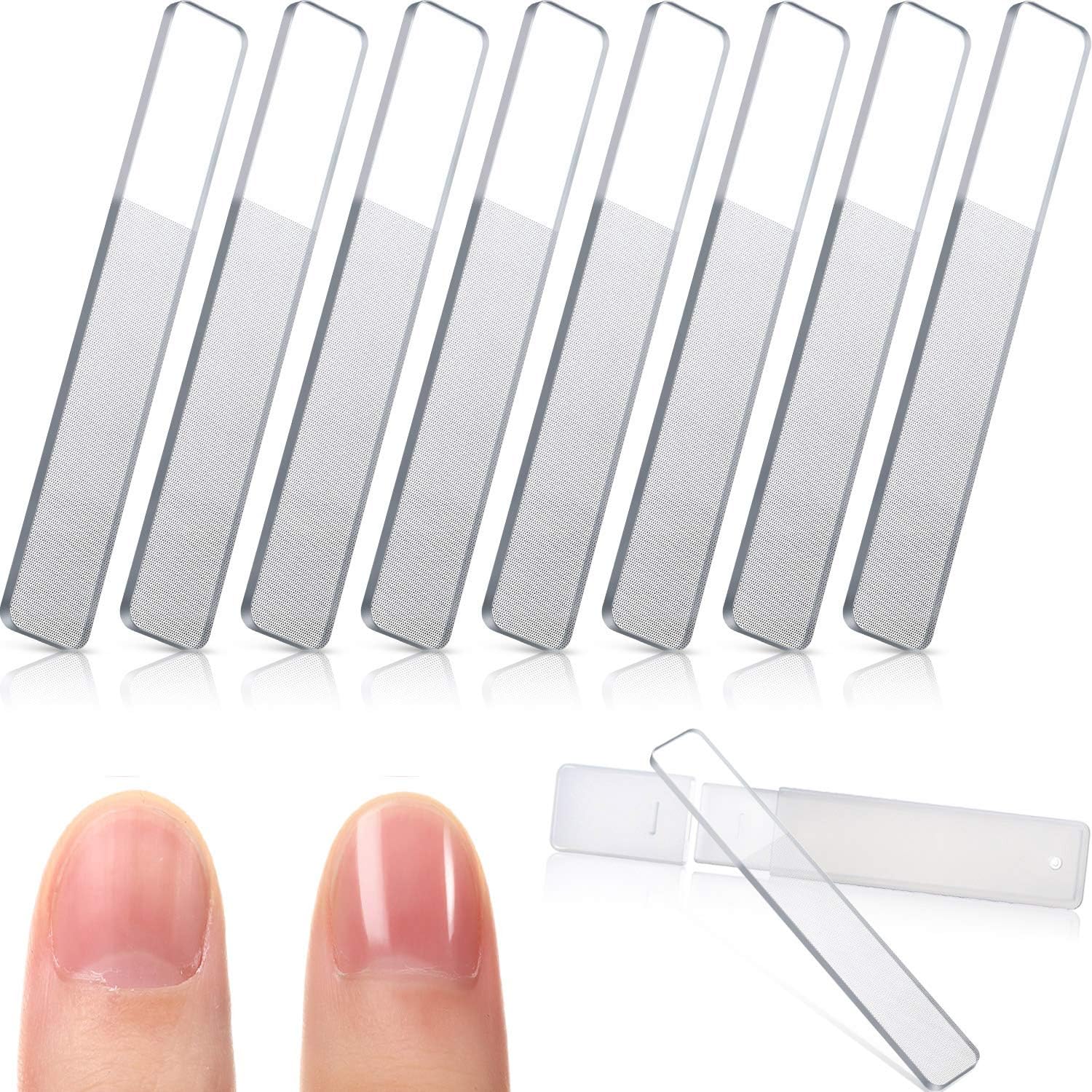 Amazon.com : 8 Pieces Nano Shiner Files Glass Natural Nail Files ...