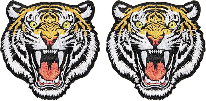 Amazon.com: 2PCS Tiger Patch Iron On/Sew On Embroidery Patches Clothes ...