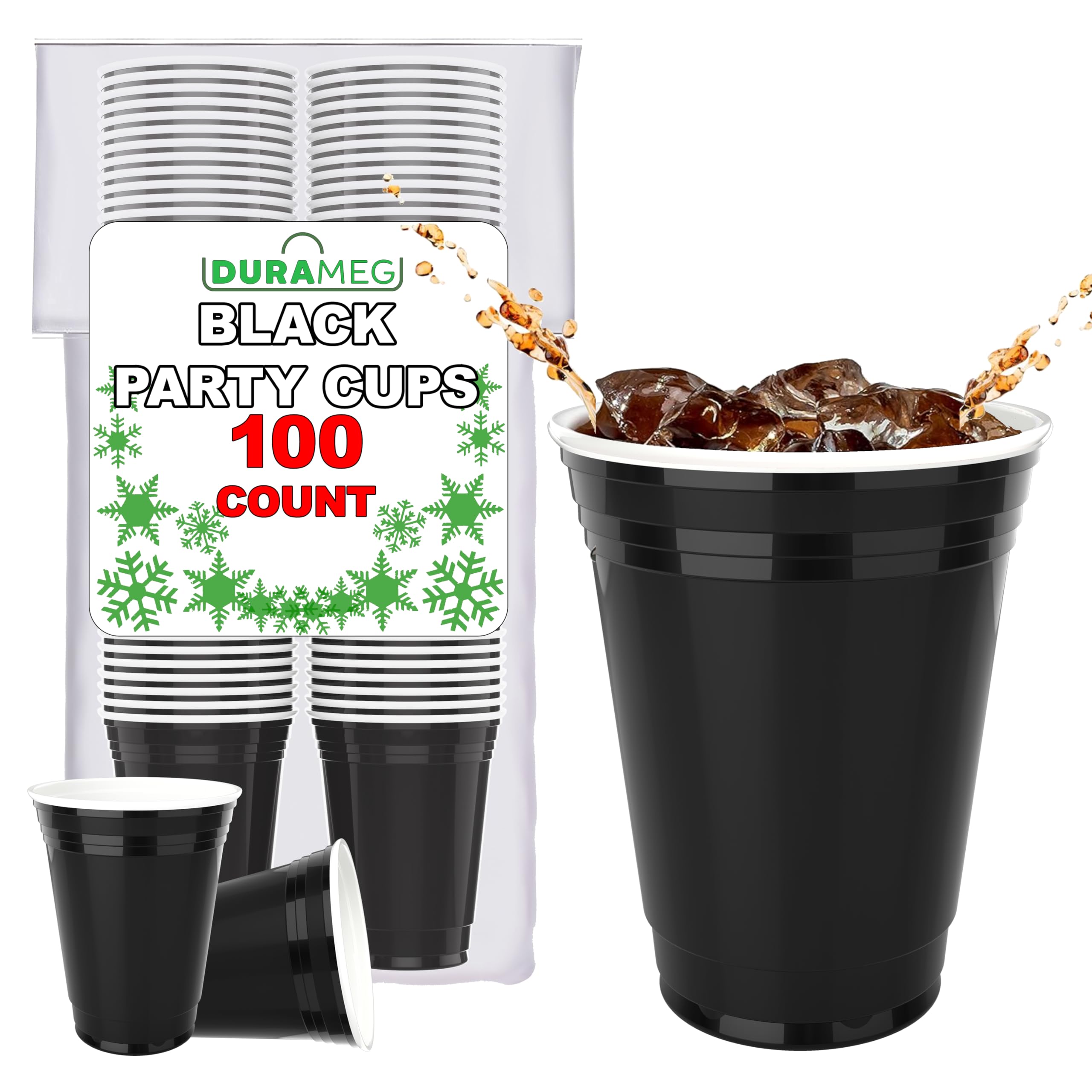 Amazon.com: Black Disposable Plastic Cups [100 Pack 16 oz.] Party & Fun ...