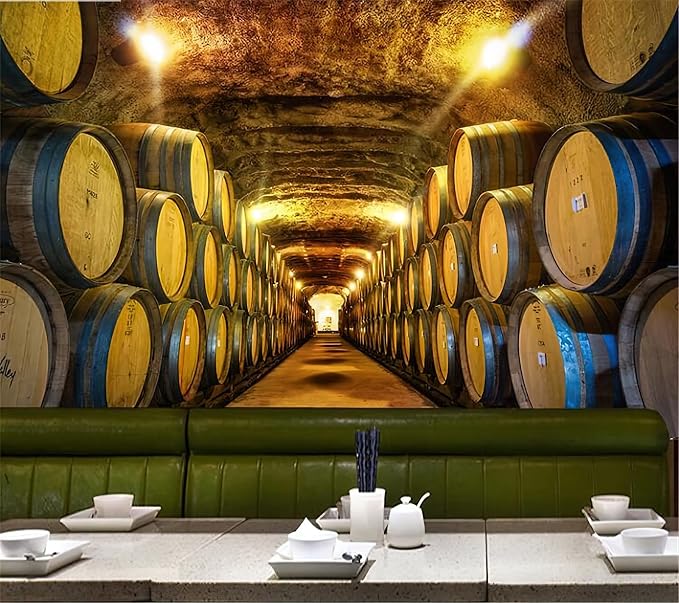 Nostalgic Retro Wooden Wine Barrel 3D Large Photo Wallpaper, Wine ...