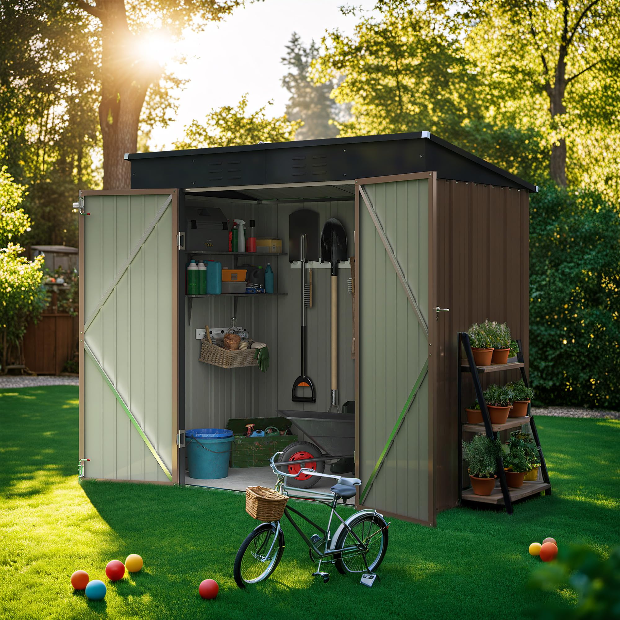 Snapklik.com : Greesum Outdoor Storage Shed All Weather 6FTx4FT Metal ...