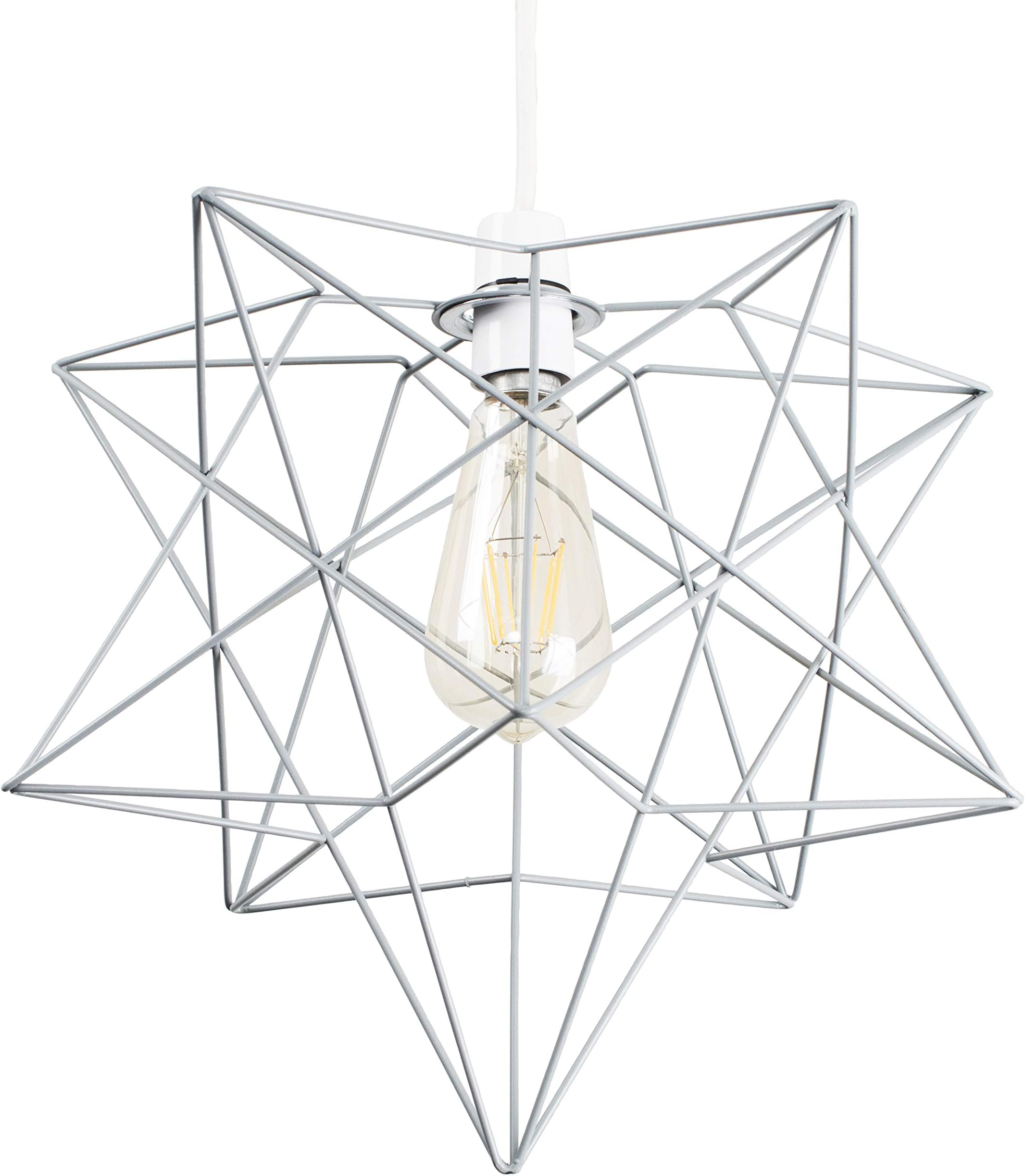 MiniSun | Retro Matt Grey Geometric Star Design Ceiling Light Shade ...
