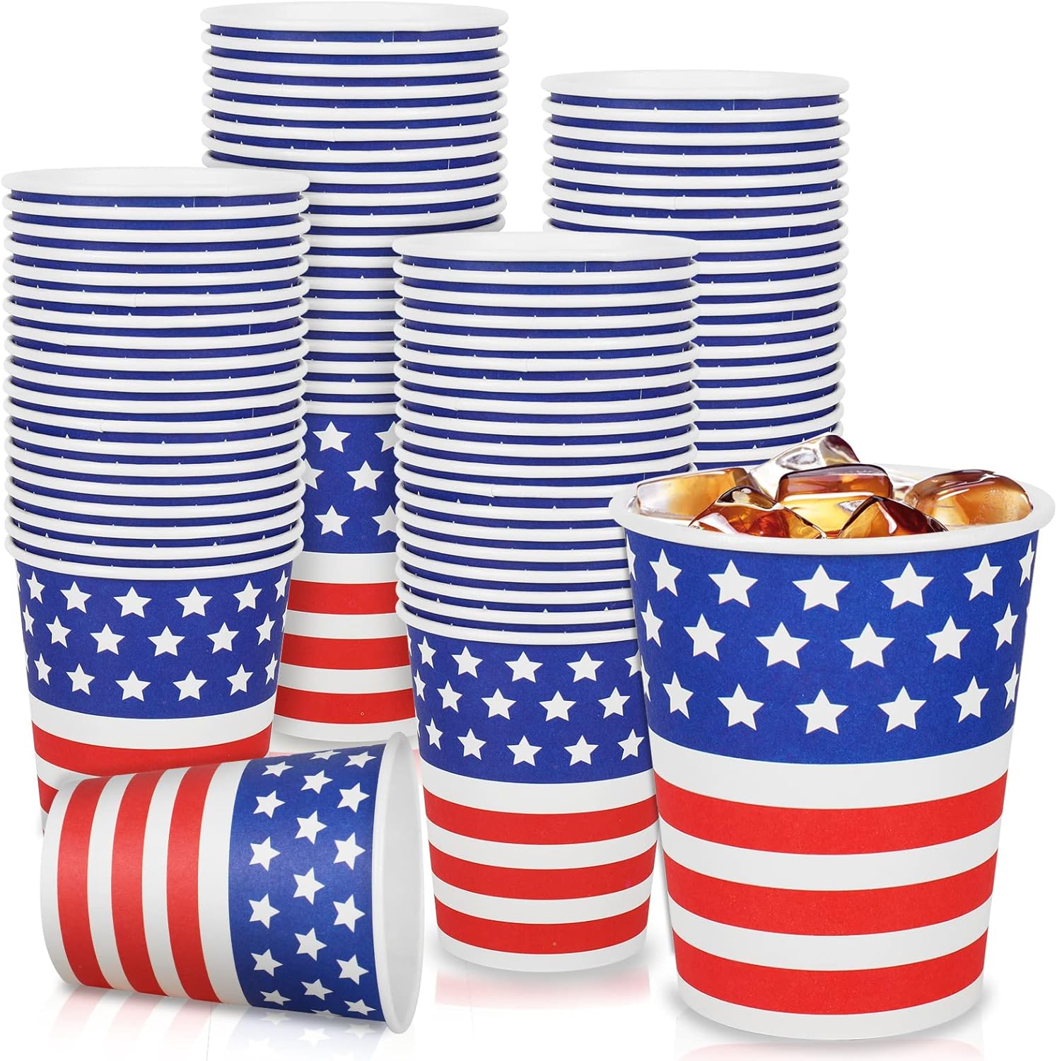 Amazon.com: Whaline 100Pcs 4th of July Paper Cups Patriotic American ...