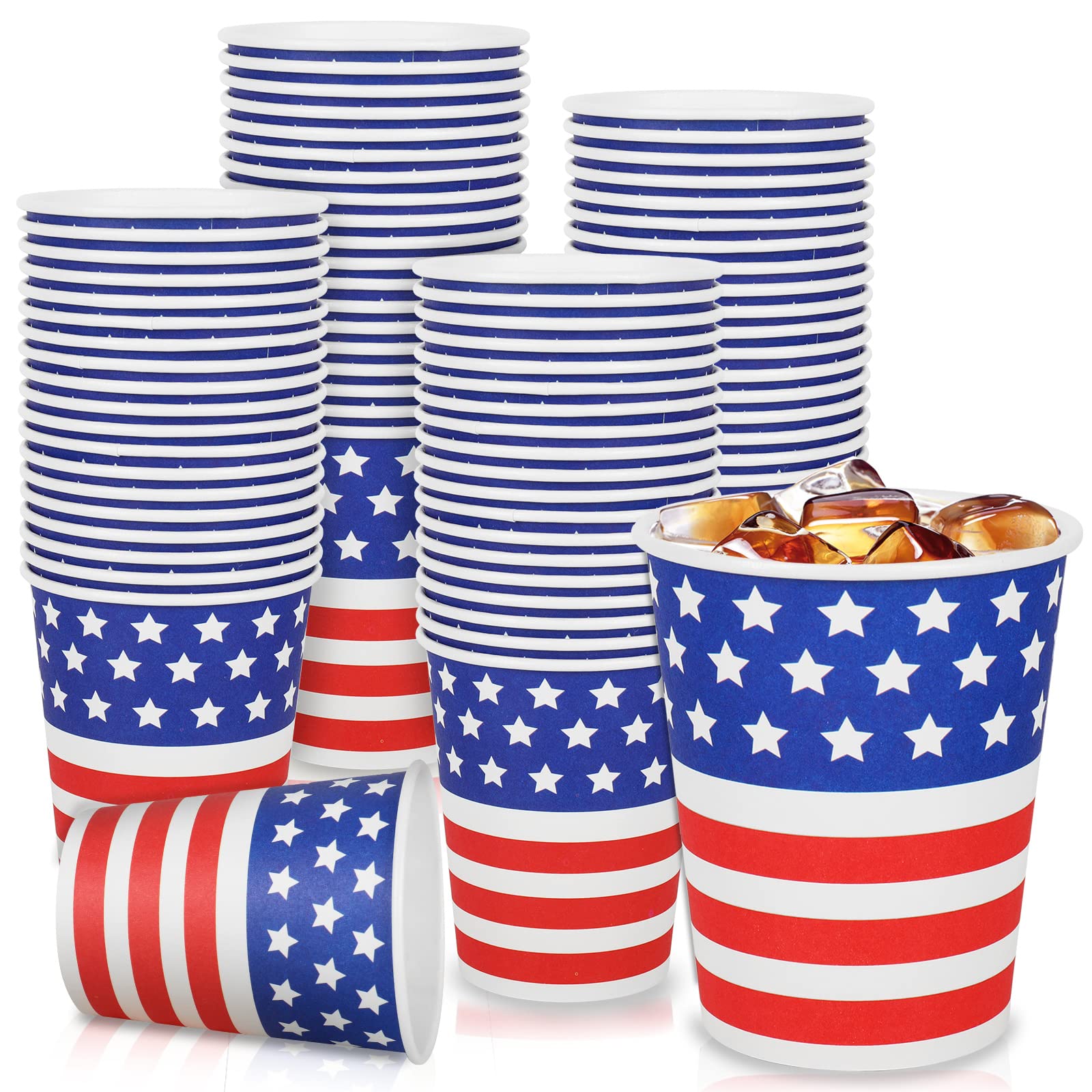 Amazon.com: Whaline 100Pcs 4th of July Paper Cups Patriotic American ...