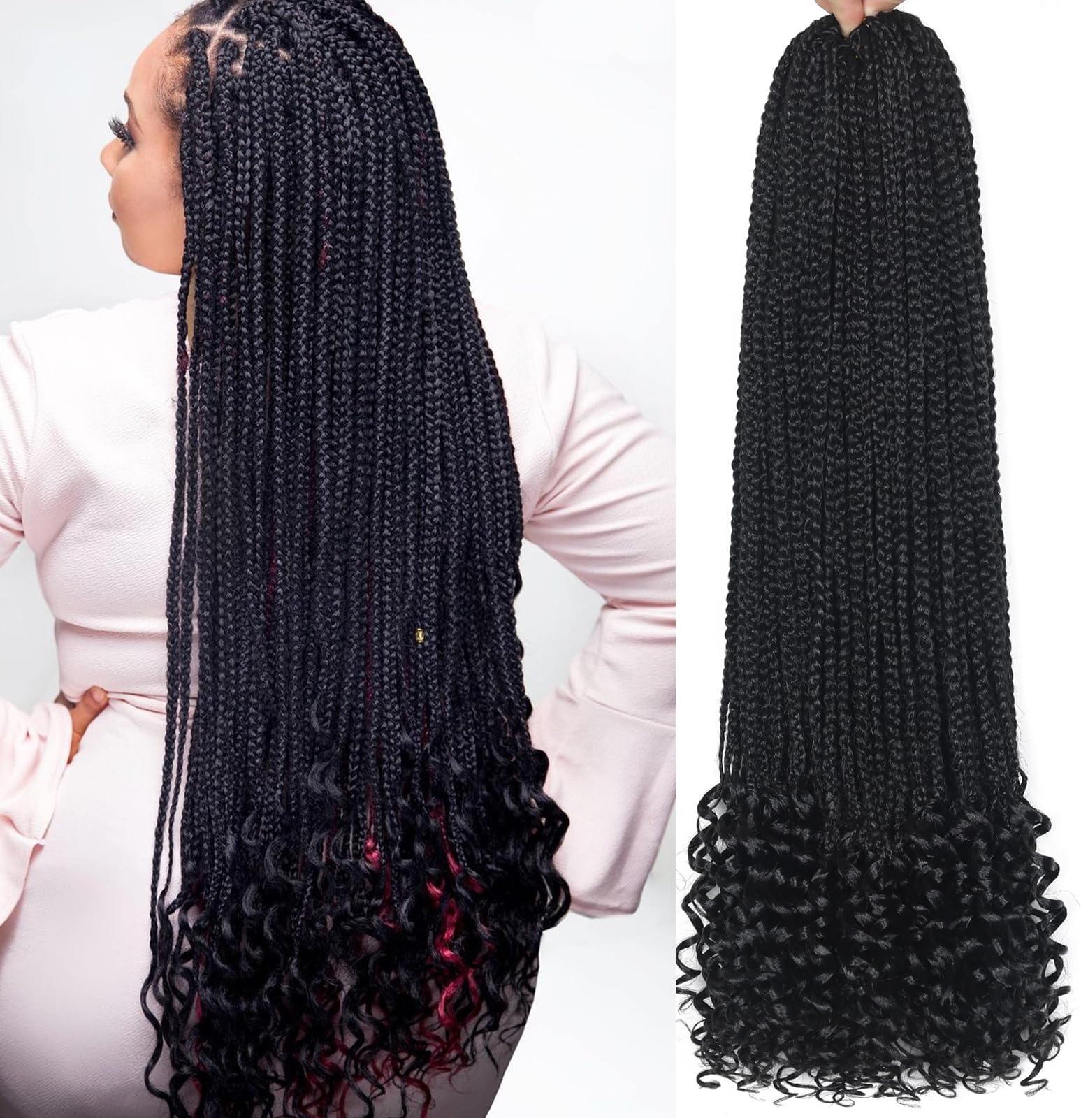 Amazon.com : 7 Packs 18 Inch Crochet Box Braids Hair with Curly Ends ...