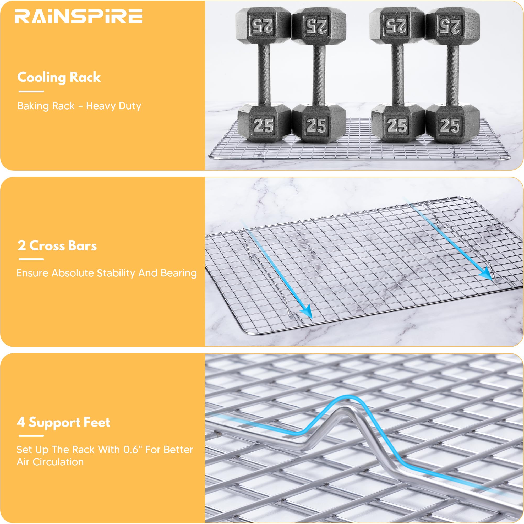 Snapklik.com : Rainspire Cooling Rack Stainless Steel, Heavy Duty ...
