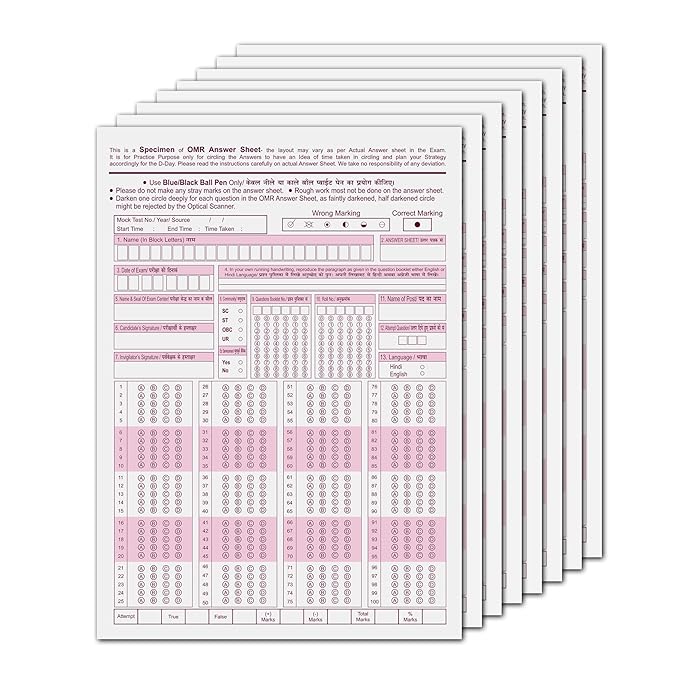 Wonder Hub Omr Sheet For Upsc Prelims | Loose Sheets For Upsc Practice ...