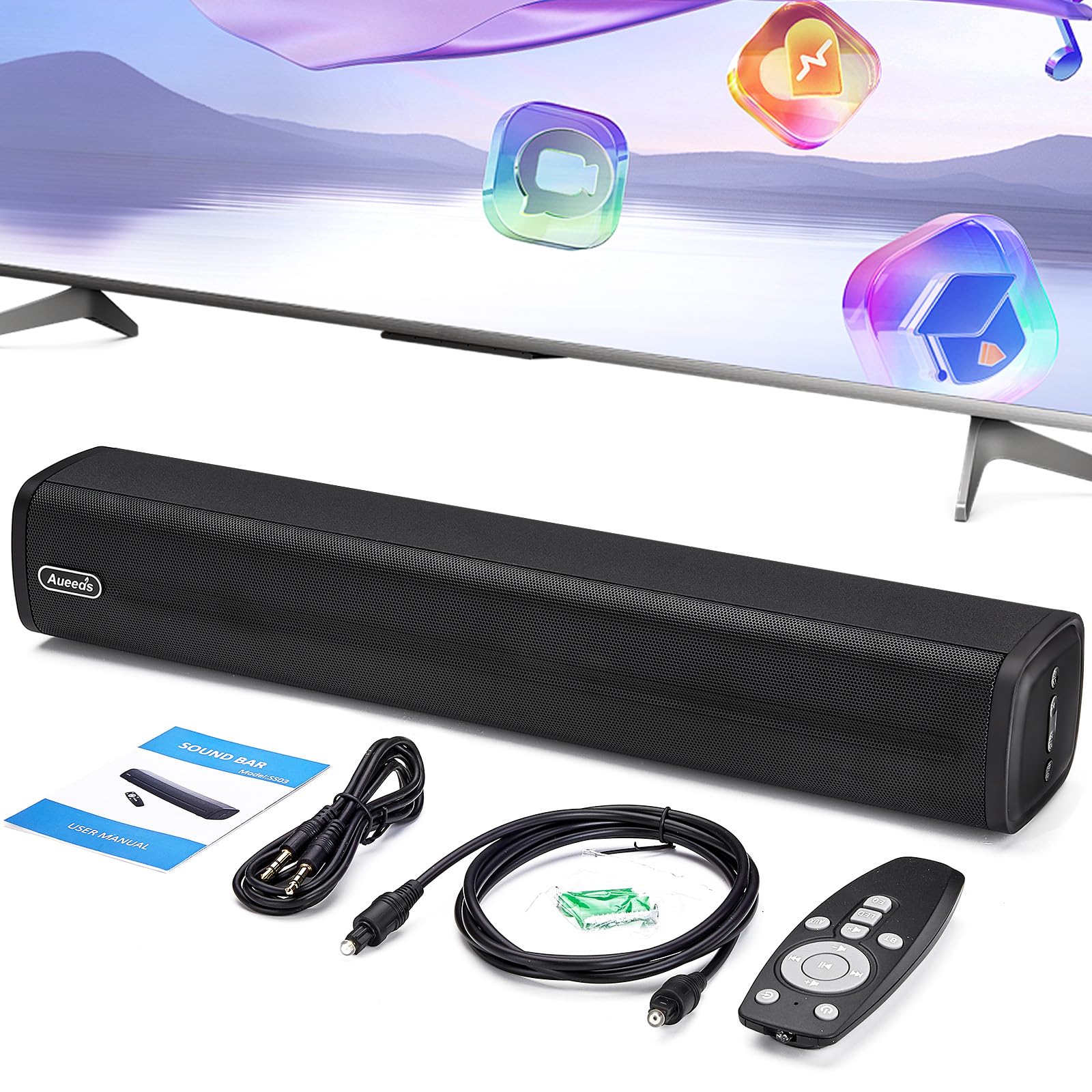 Mini Sound Bars for TV, Soundbar 50W 16-Inch Ultra Slim Mini Surround ...