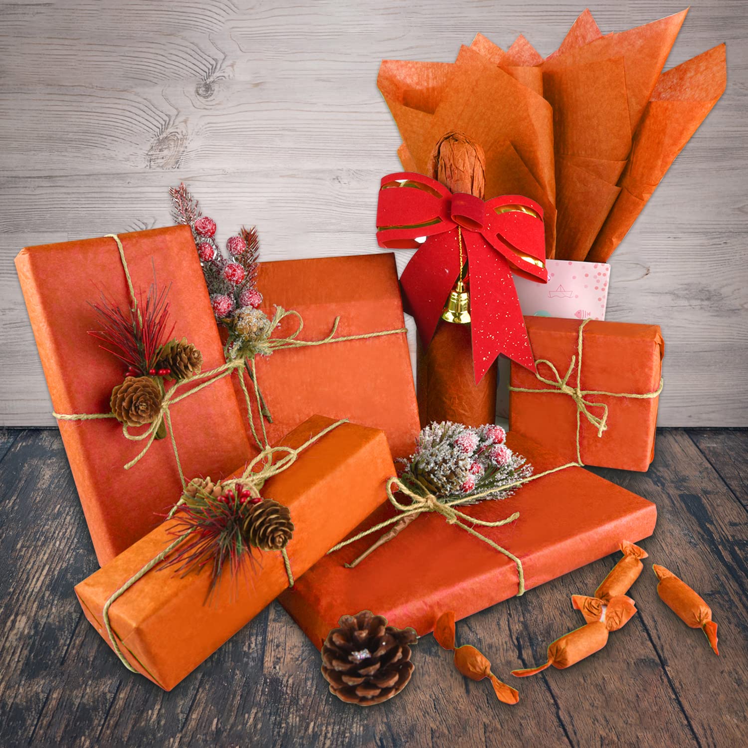 Snapklik.com : NEBURORA 120 Sheets Orange Tissue Paper 14 X 20 Inches ...