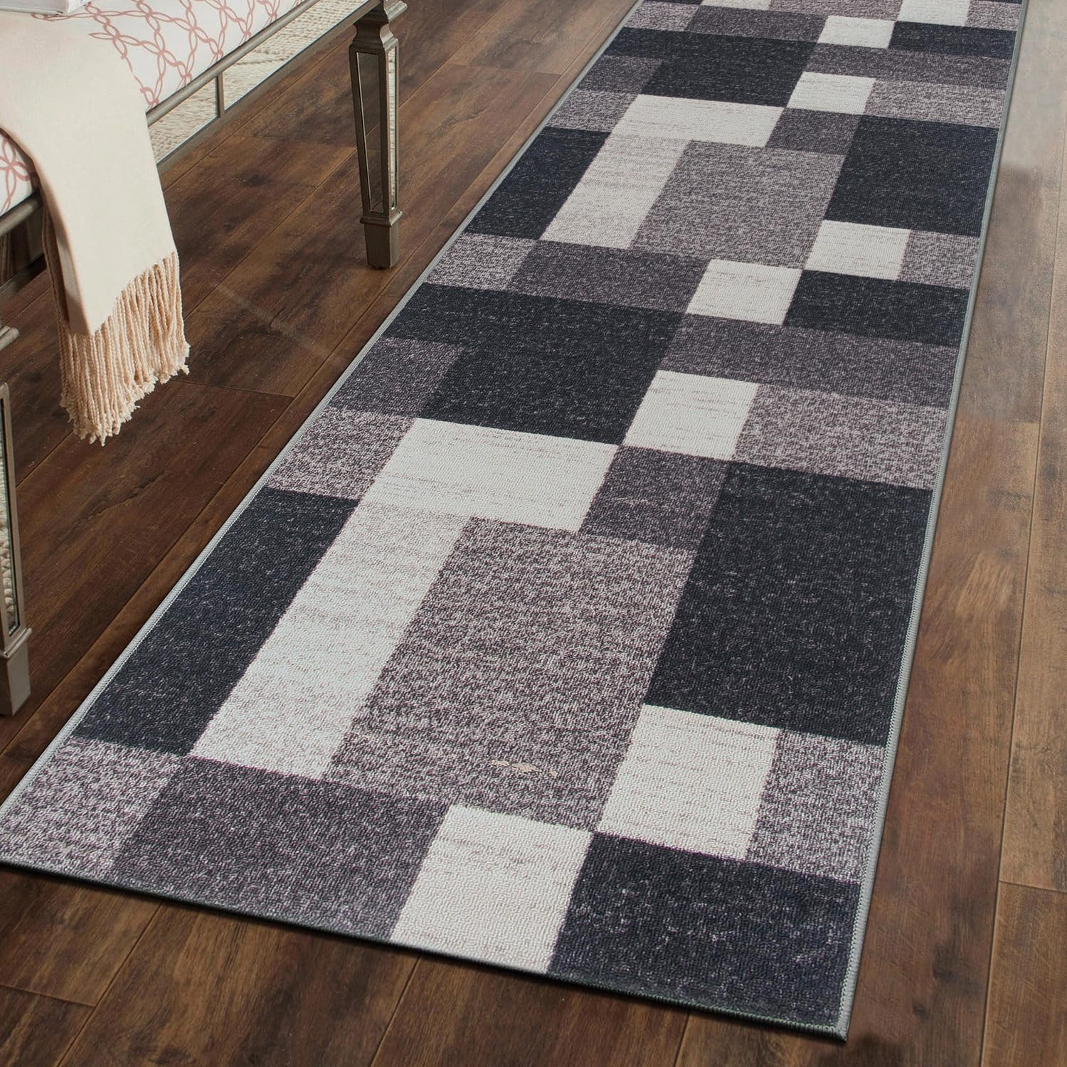 Amazon.com: Rugshop Modern Boxes Design Non-Slip (Non-Skid) Runner Rug ...