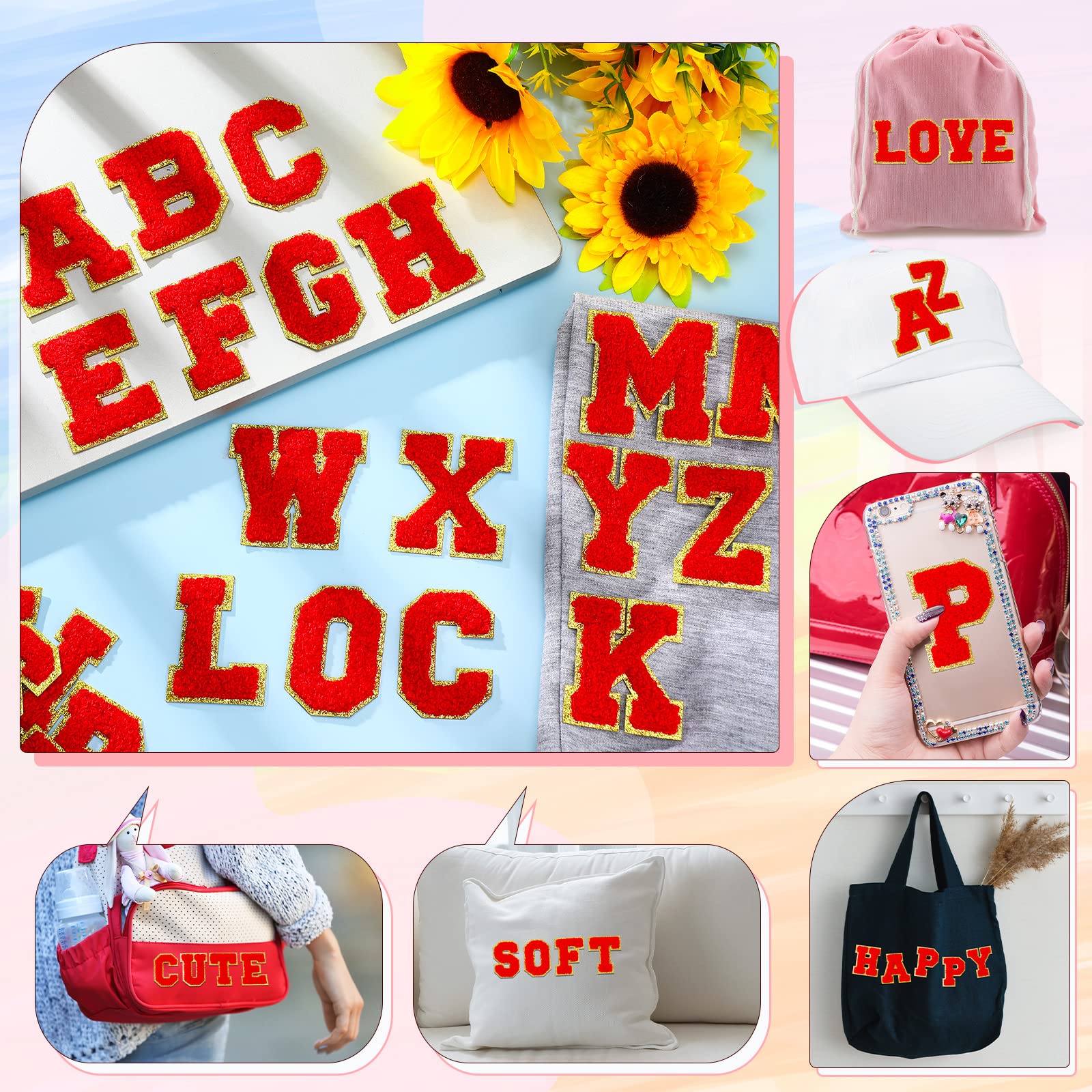 Snapklik.com : 104 Pcs Chenille Letter Patches Iron On Letters Varsity ...