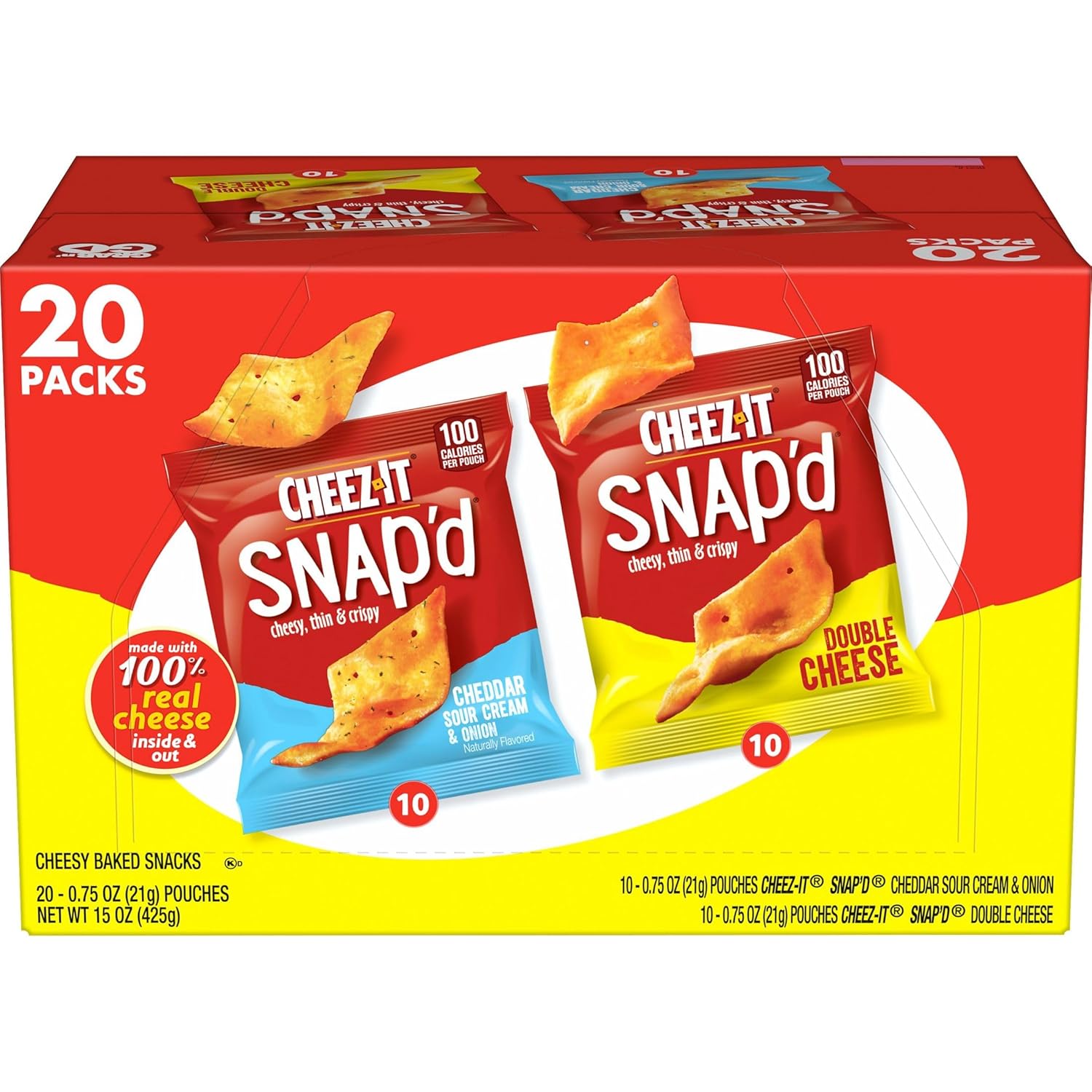 Amazon.com: Cheez-It Snap'd Cheese Cracker Chips, Thin Crisps, Lunch ...