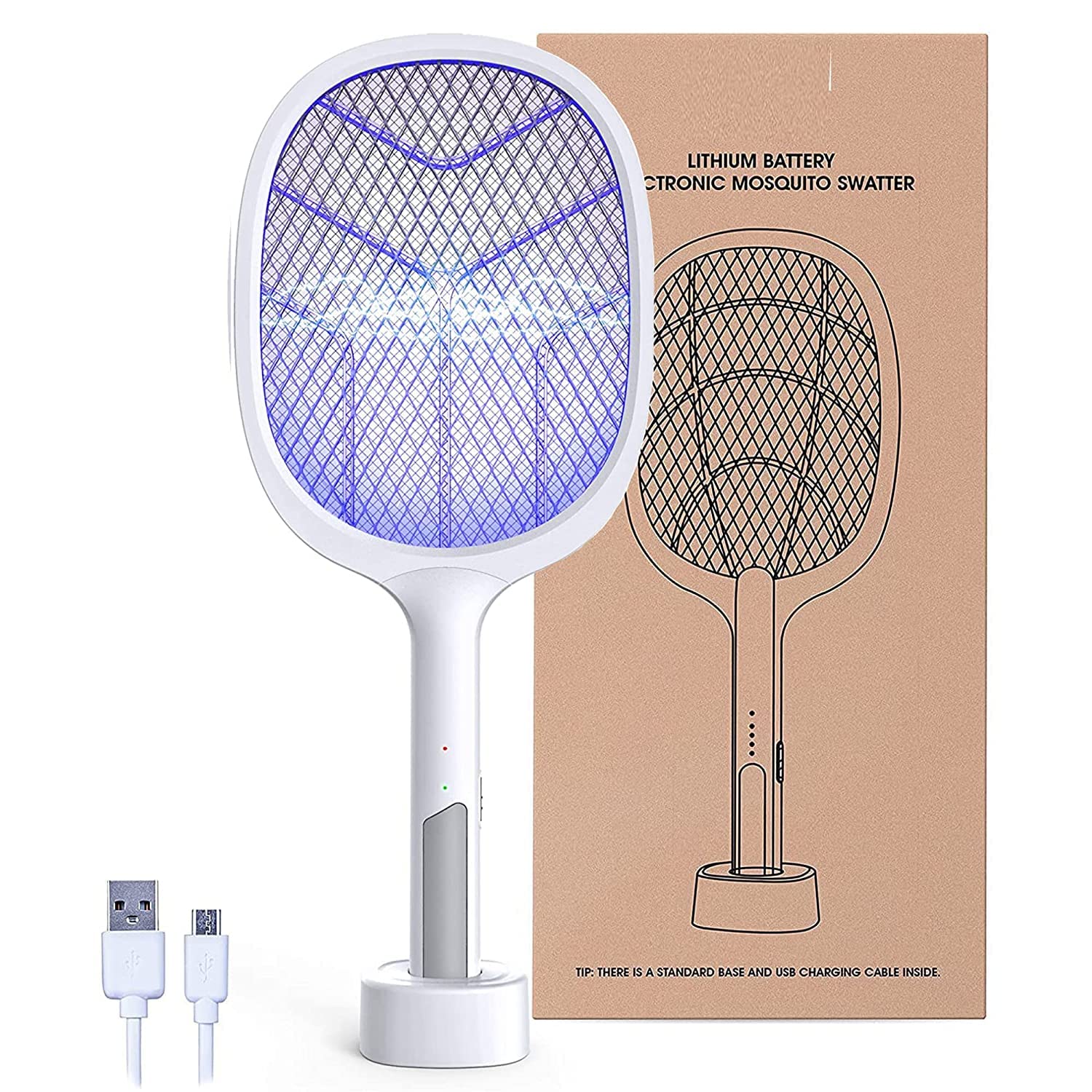 SUPERTEXON Mosquito Killer Racket Rechargeable Handheld Electric Fly ...