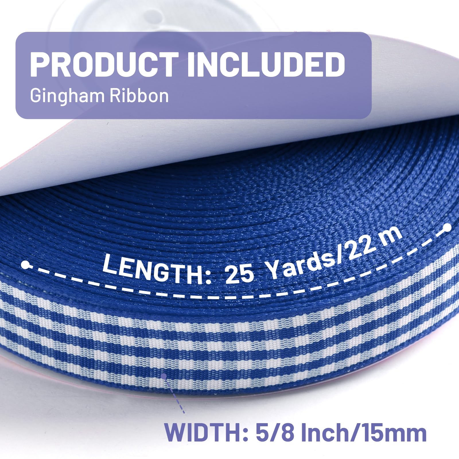 Snapklik.com : Blue Gingham Ribbon 5/8", 25 Yards Roll Blue And White ...