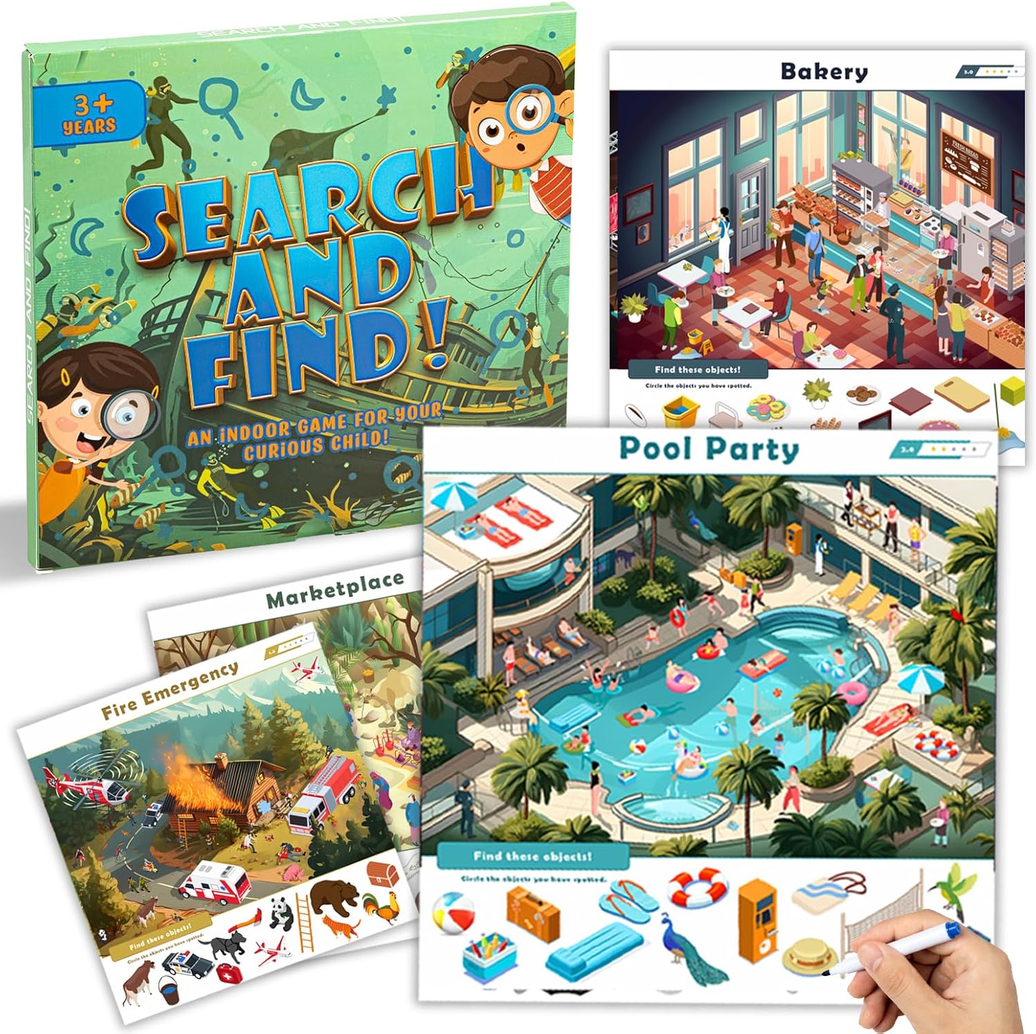 Amazon.com: Tichgeim Search and Find Book for Kids Ages 3-8, Look and ...