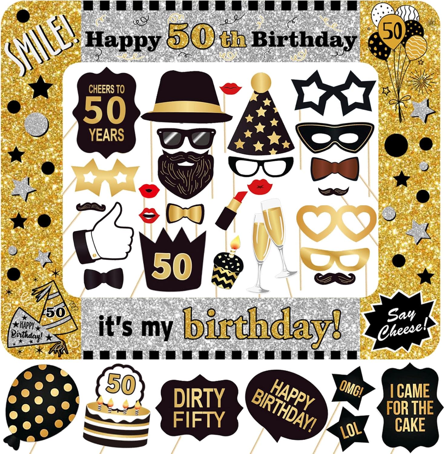 Amazon.com: The DaPai 50th Birthday Inflatable Photo Booth Set - Giant Selfie Photo Booth Frame ...