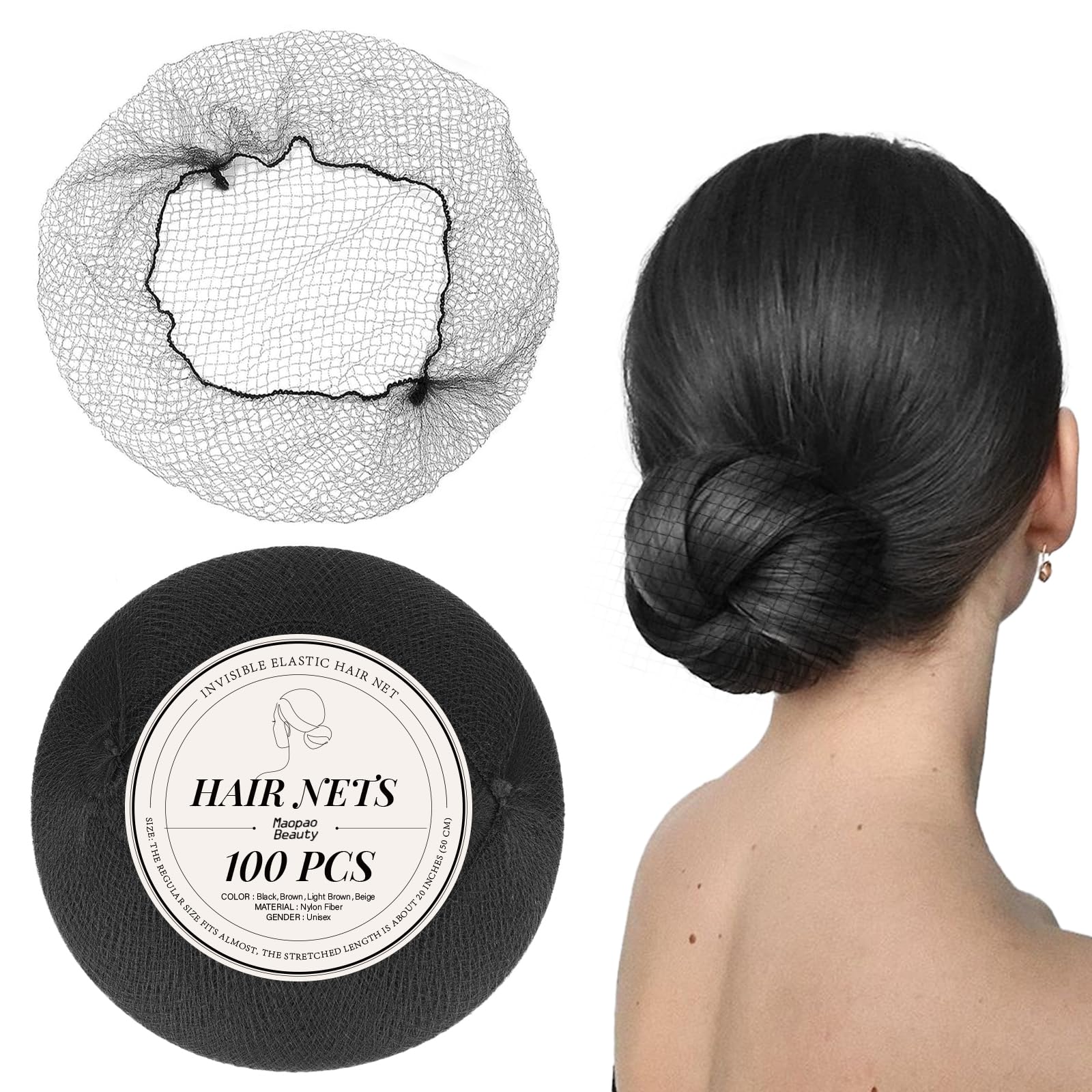 Amazon.com : Hair Net 100 Pcs, 20 Inches Hair Nets Elasticity Invisible ...