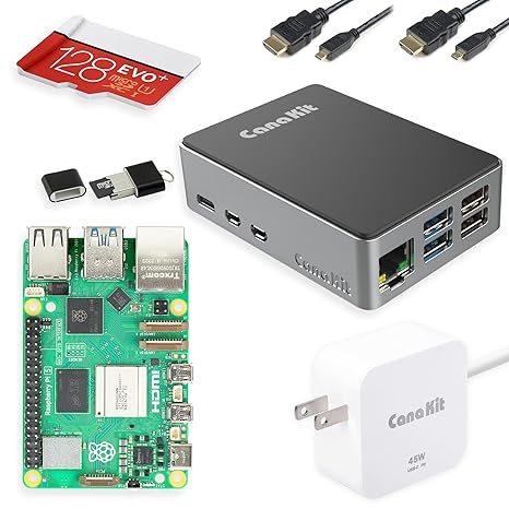 CanaKit Raspberry Pi 5 Starter Kit PRO - Aluminum (128GB Edition) (8GB ...