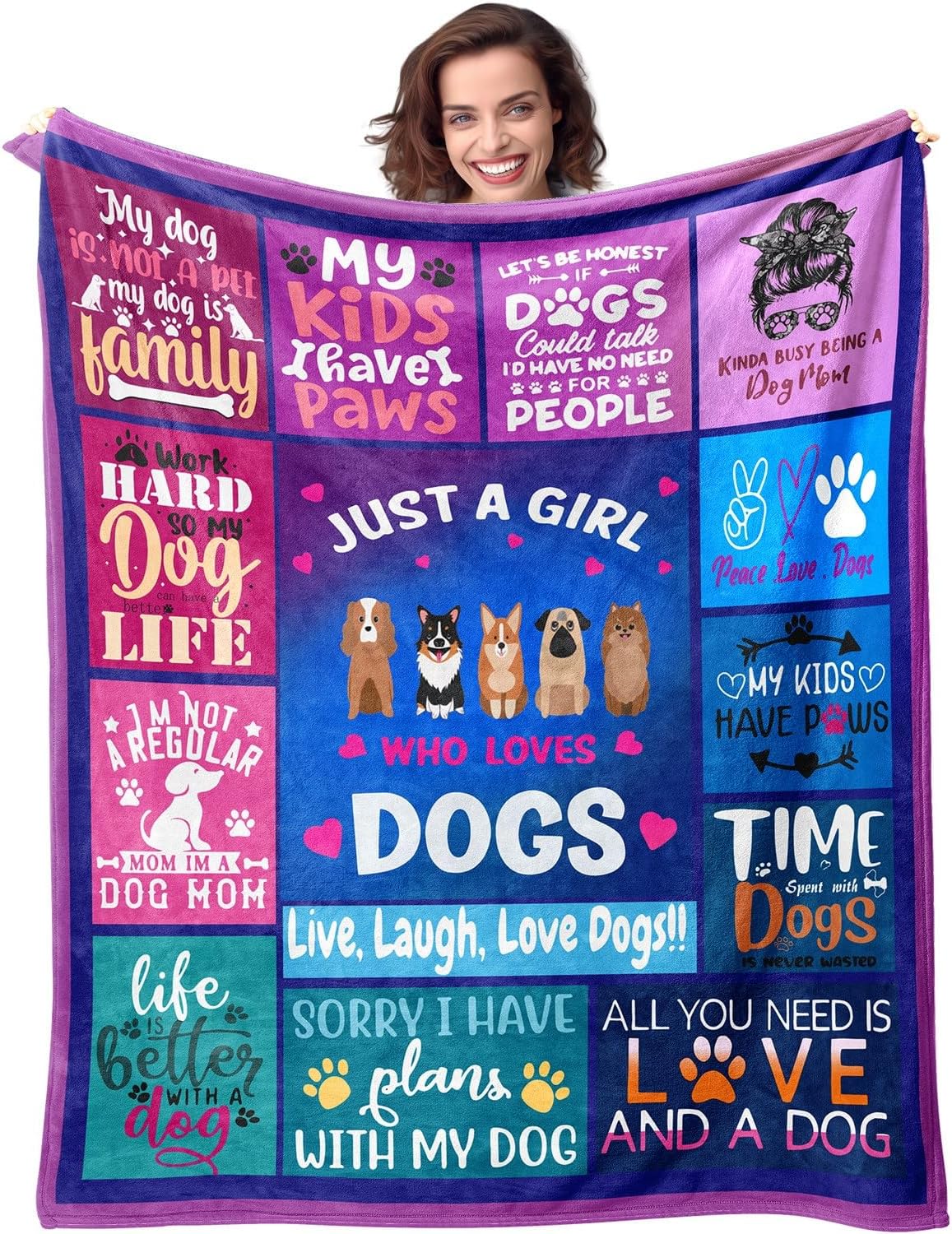Amazon.com: Dog Girl Blanket for Dog Moms 50X60 Just a Girl Who Loves ...