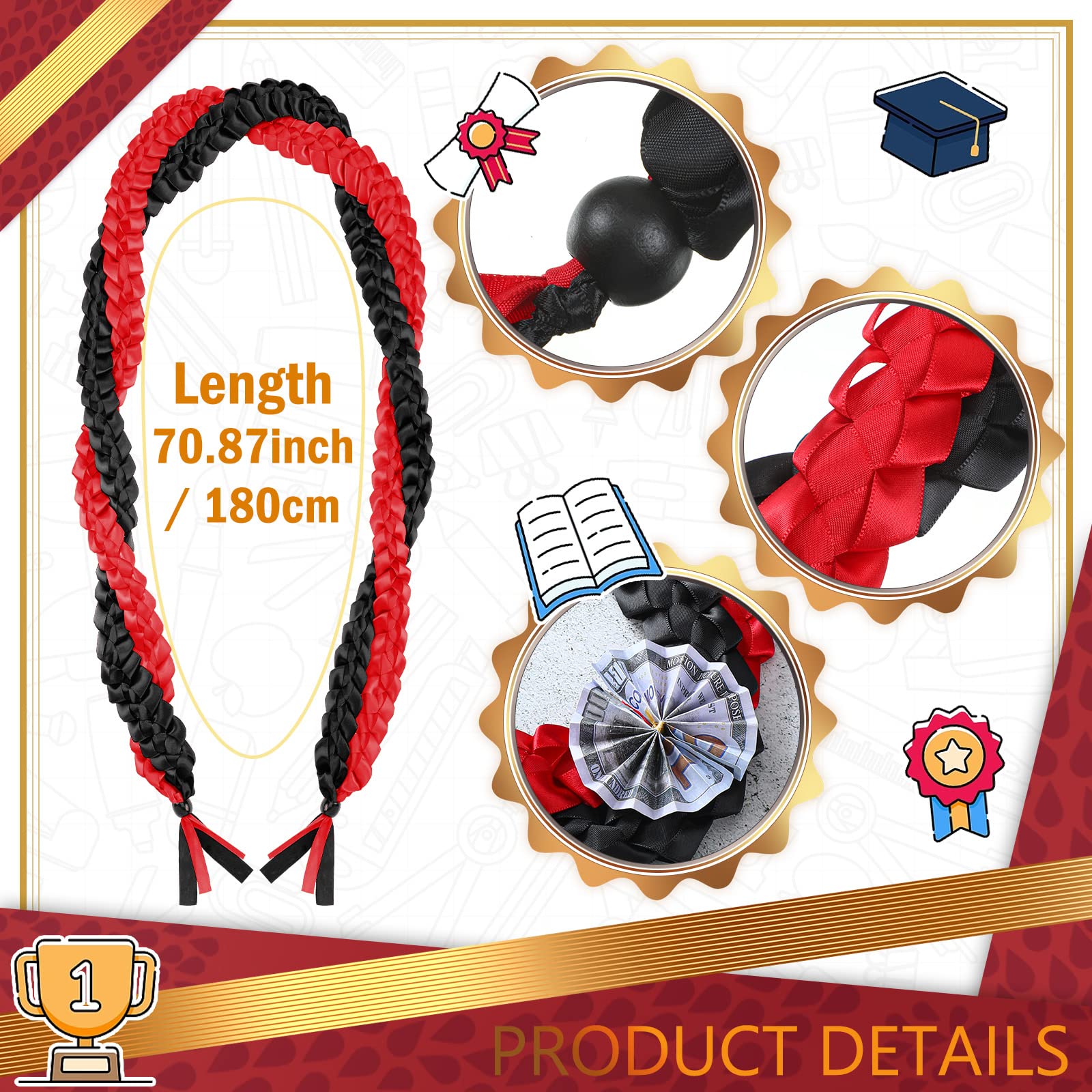 Snapklik.com : Cindeer 2026 Graduation Ribbon Leis 70 Inch Braided ...