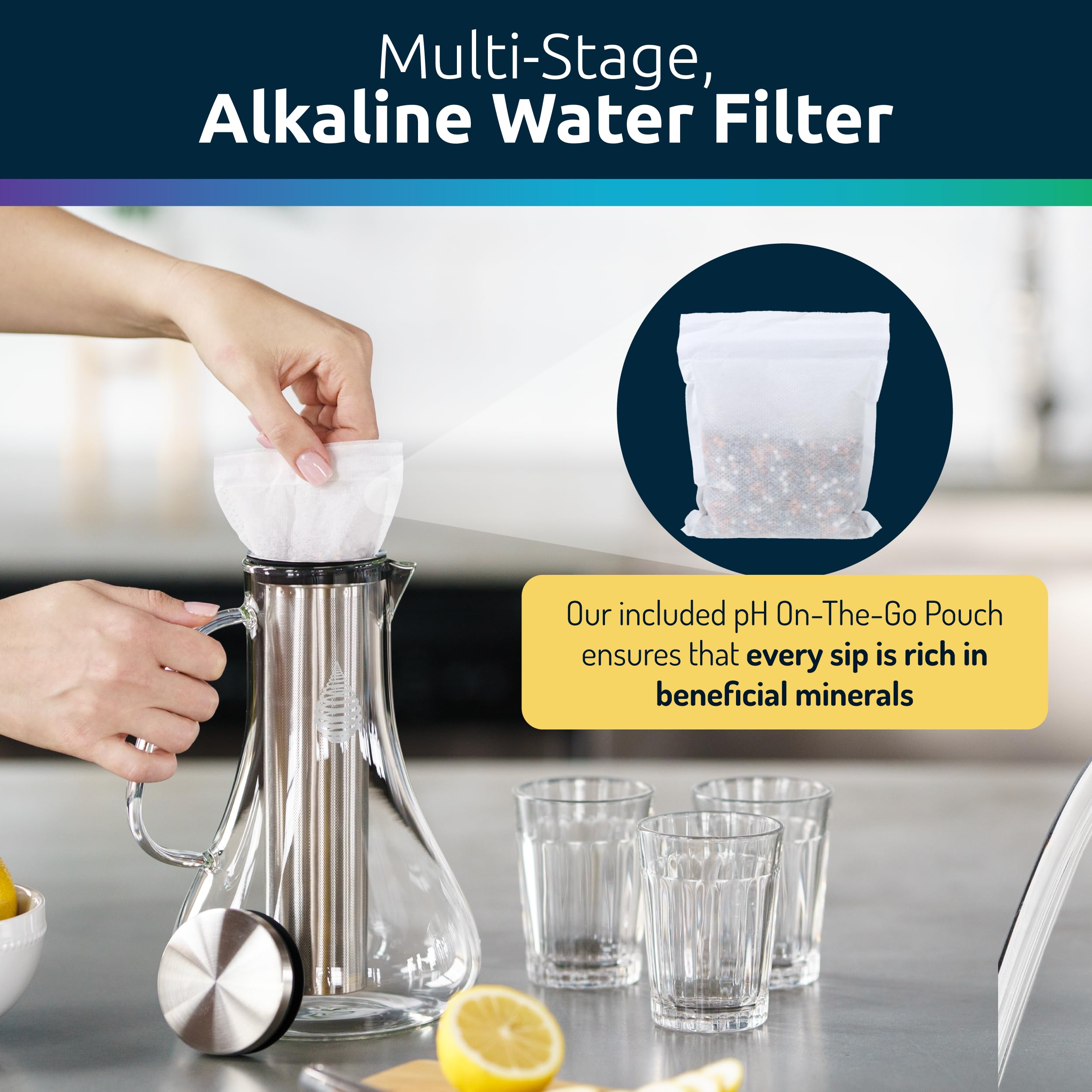 No Plastic Invigorated Water - 3.5L Glass Jug With Alkaline Filter (BPA ...