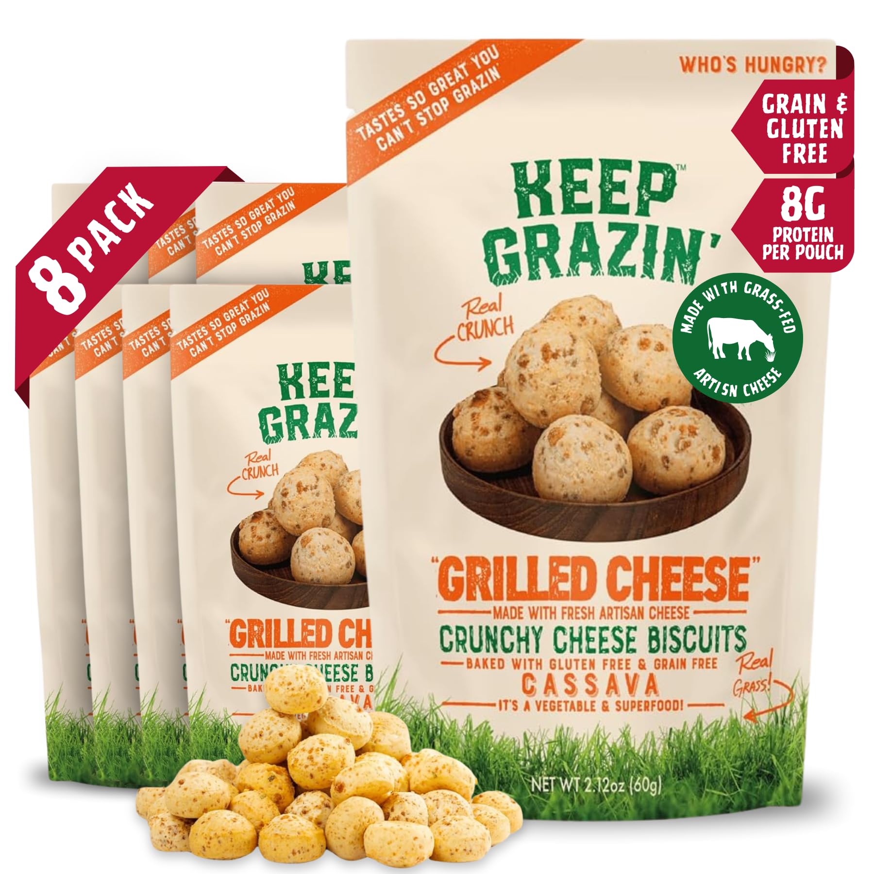Amazon.com: Keep Grazin Grain Free Crunchy Cheese Biscuits - Grilled ...