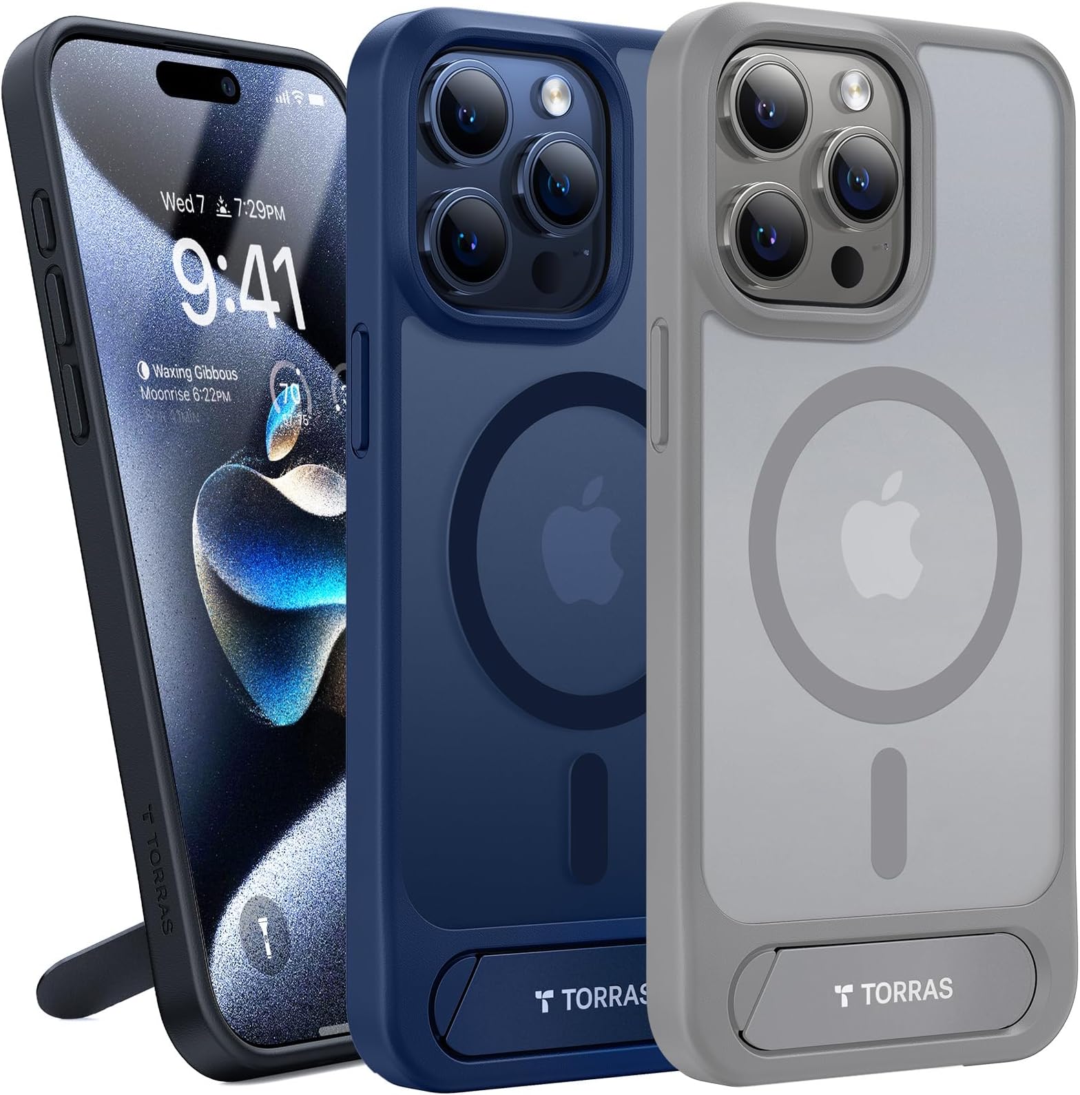 TORRAS [Invisible Titanium Stand] for iPhone 15 Pro Case [12FT Military ...