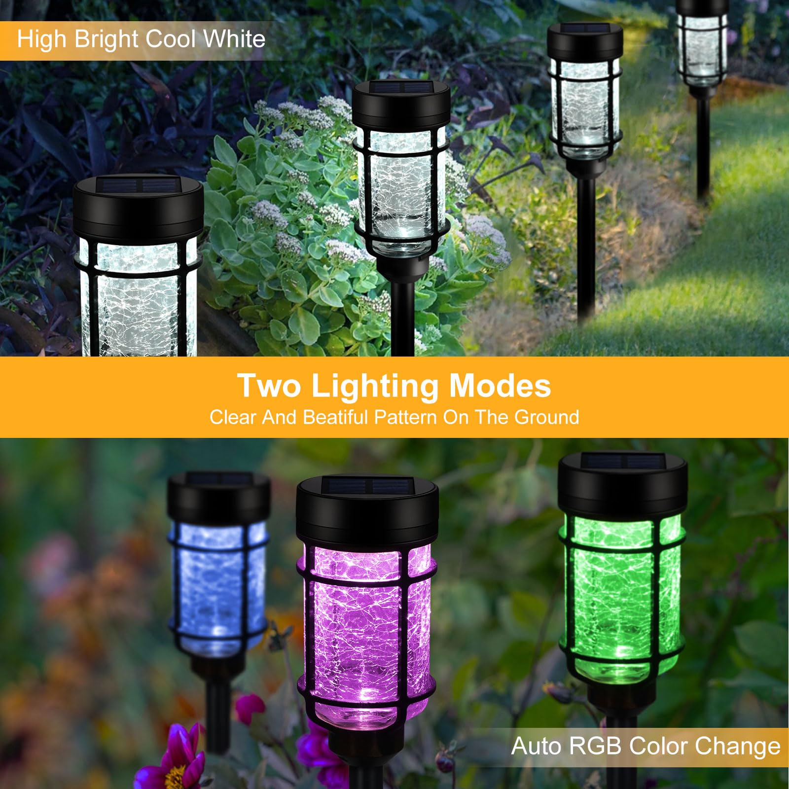 Snapklik.com : Solar Pathway Lights 8 Pack, Color Changing + Cool White ...