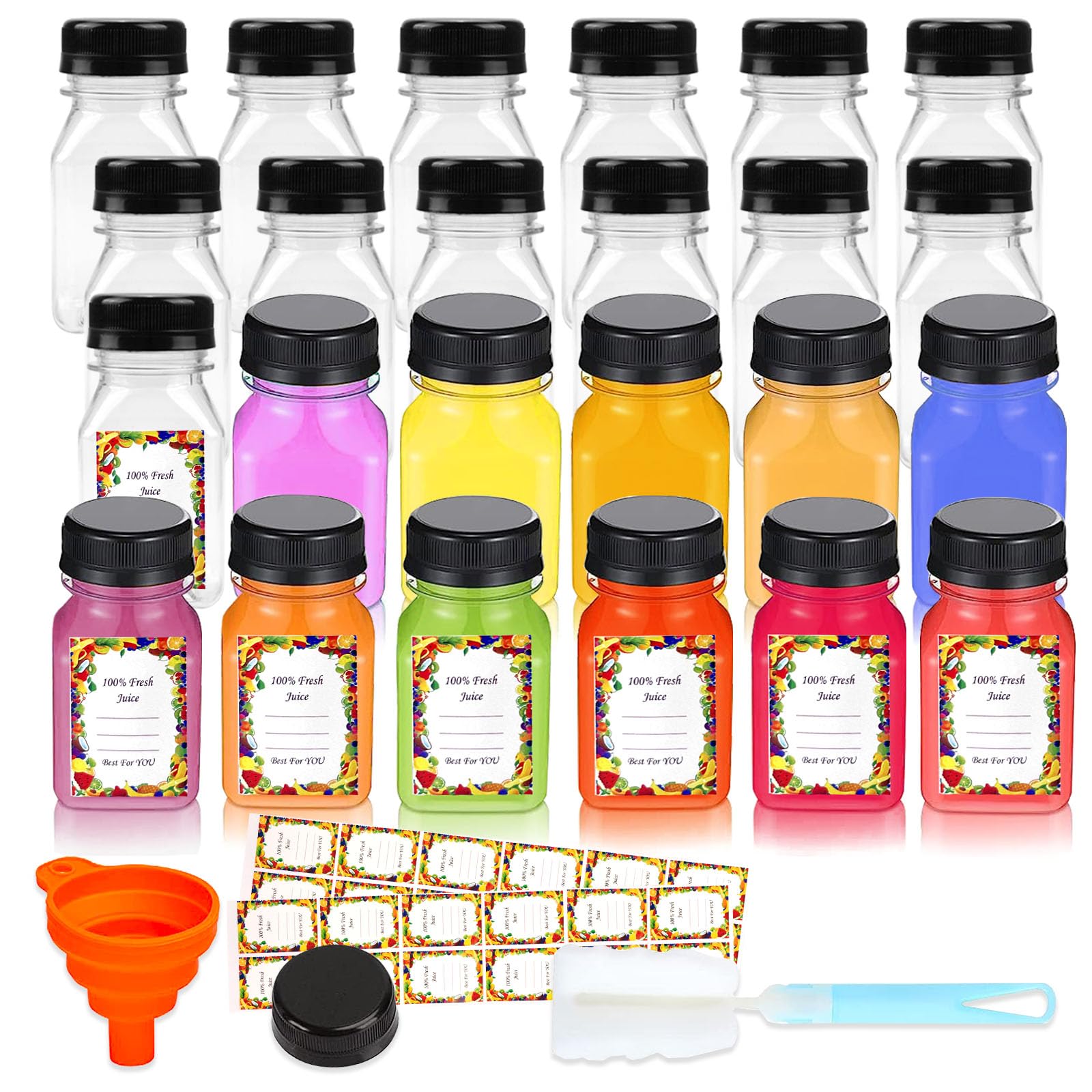 Amazon.com: 24PCS 4oz Plastic Juice Bottles for Juicing,with Leak-Proof ...