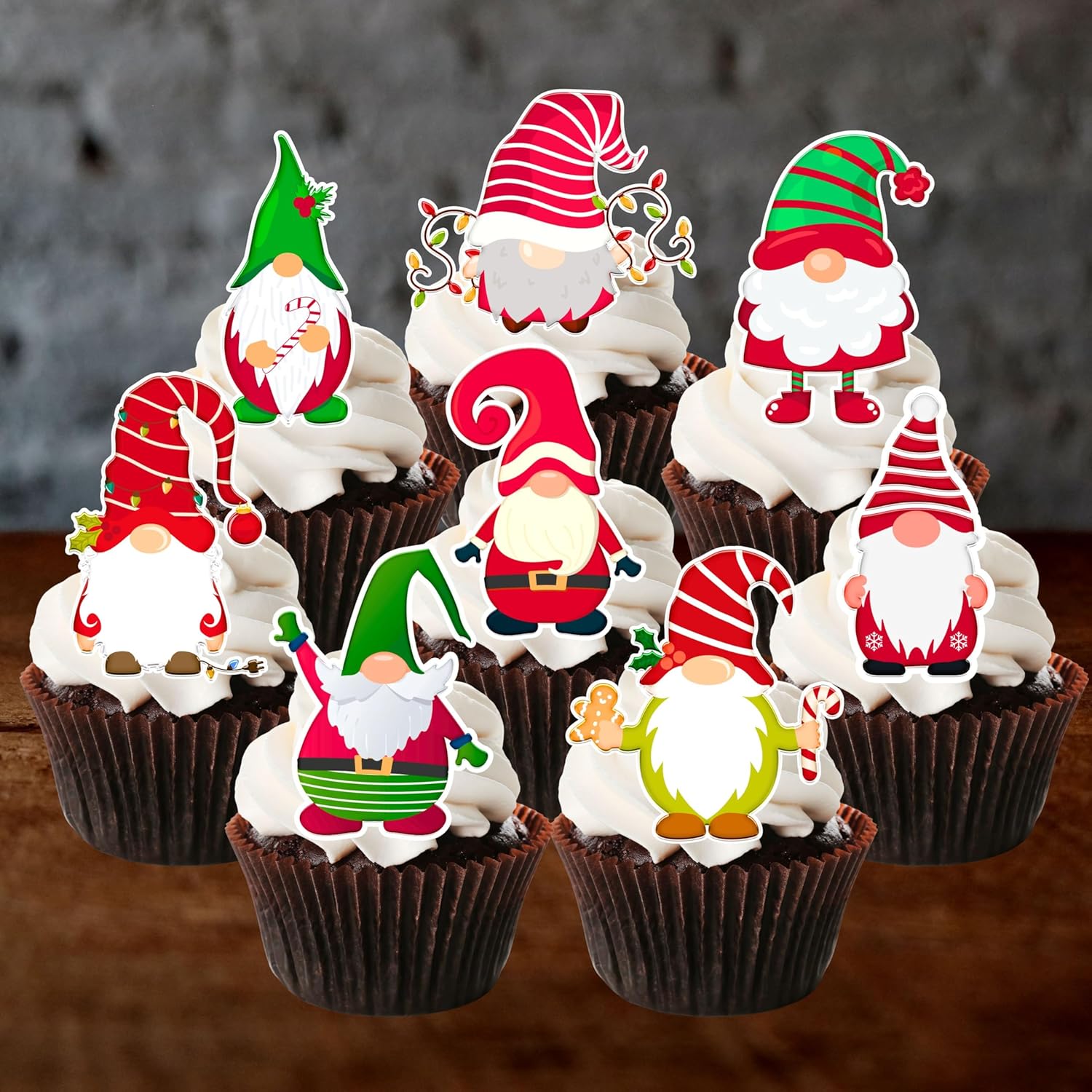 Amazon.com: PRECUT Christmas Gnomes Cupcake Toppers, Edible Elf Cake ...