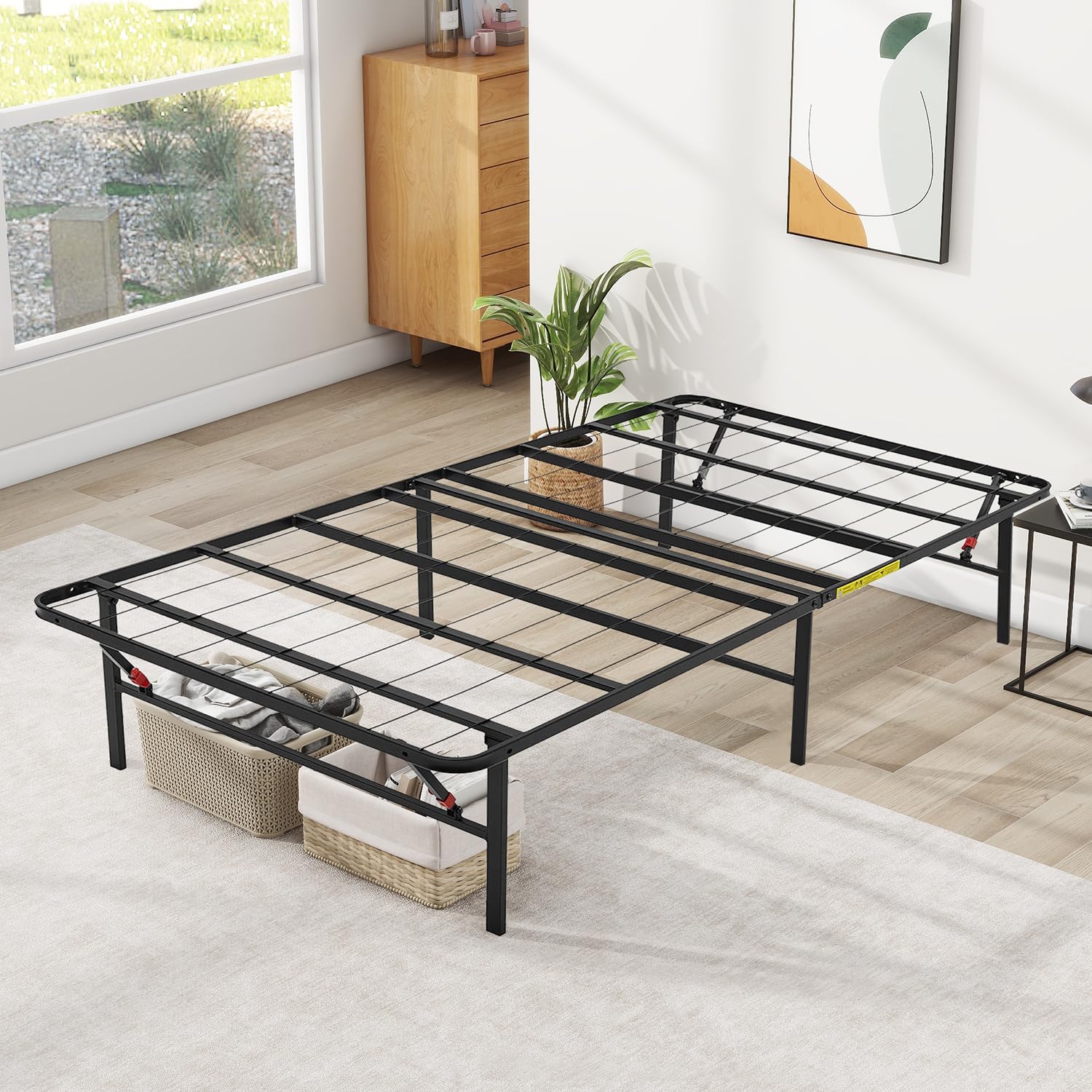 Snapklik.com : IULULU Folding Bed Frame Twin Size- Noise-Free Durable ...