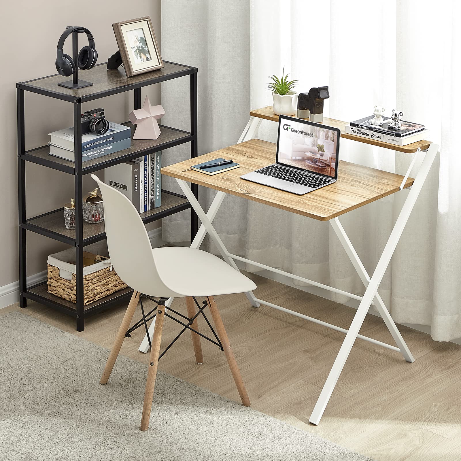GreenForest Small Folding Desk No Assembly Required, Fully Unfold 27.3 ...