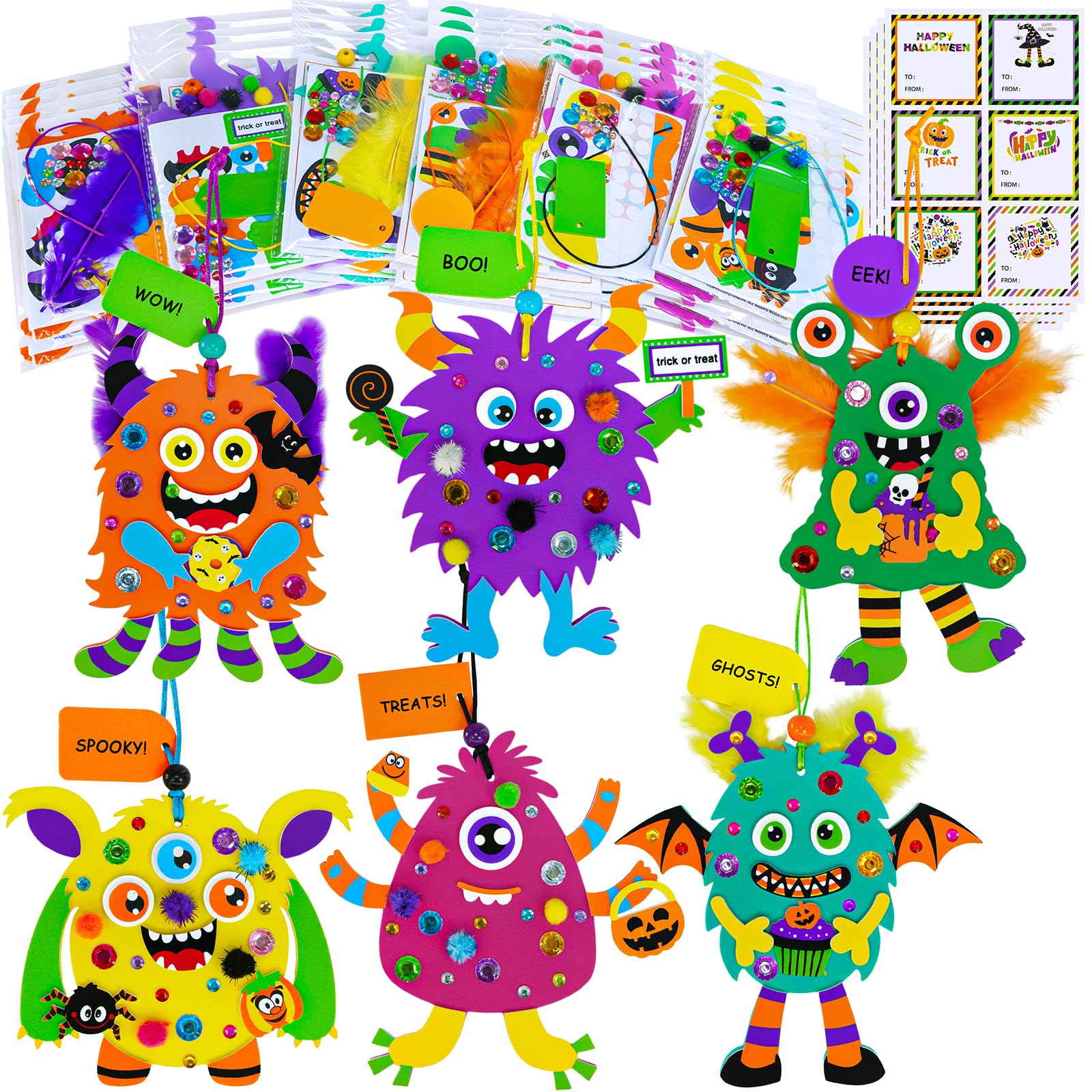 Amazon.com: Winlyn 24 Sets Halloween Crafts for Kids Individual ...