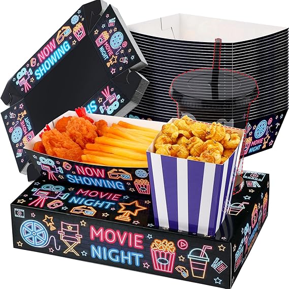 Amazon.com: AmazingSpark 108 Pcs/ 36 Sets Movie Night Snack Trays ...