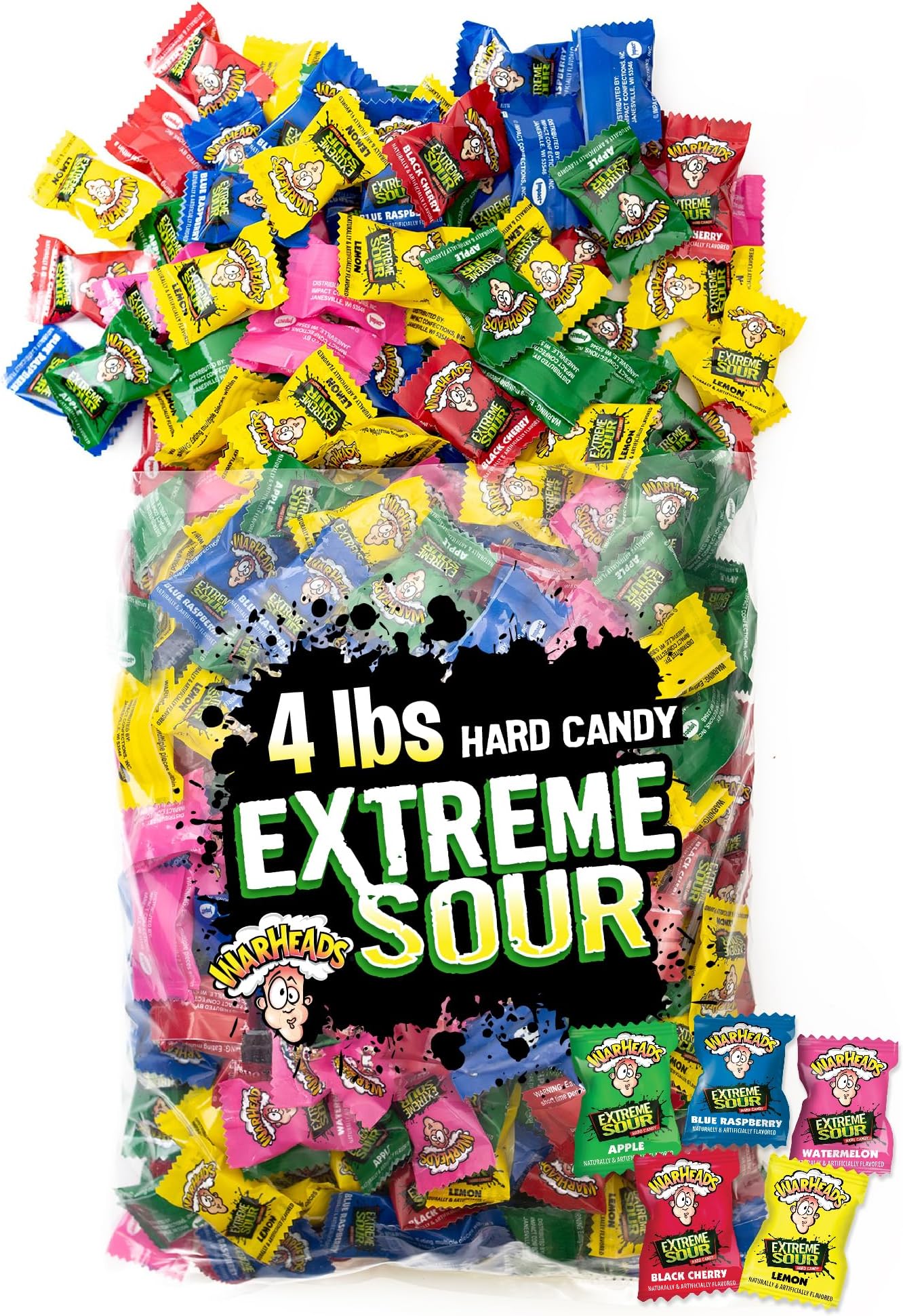 Amazon.com : WARHEADS - Extreme Sour Hard Candy - Sour Apple, Black ...