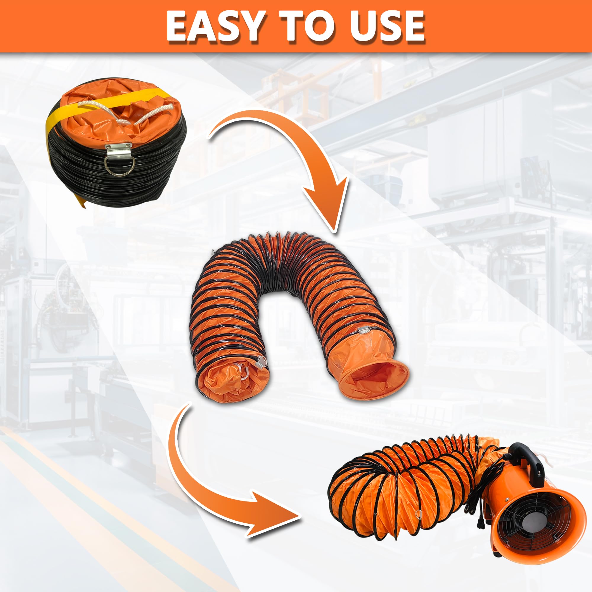 Snapklik.com : 32FT Ducting Hose 10 Inch PVC Flexible Duct Hosing